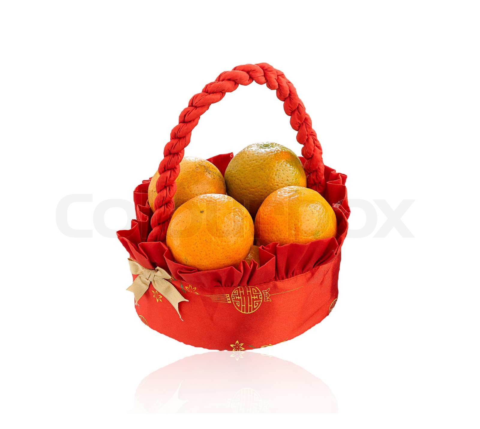 Oranges fruit basket for gift | Stock image | Colourbox