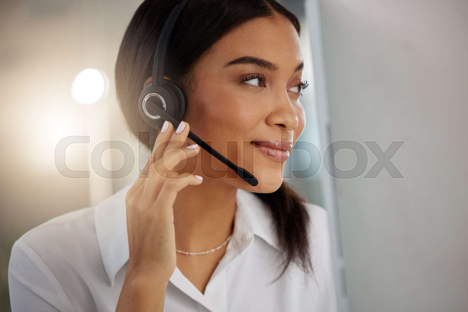 Call center, consulting and online with woman in office for communication, customer service or ...