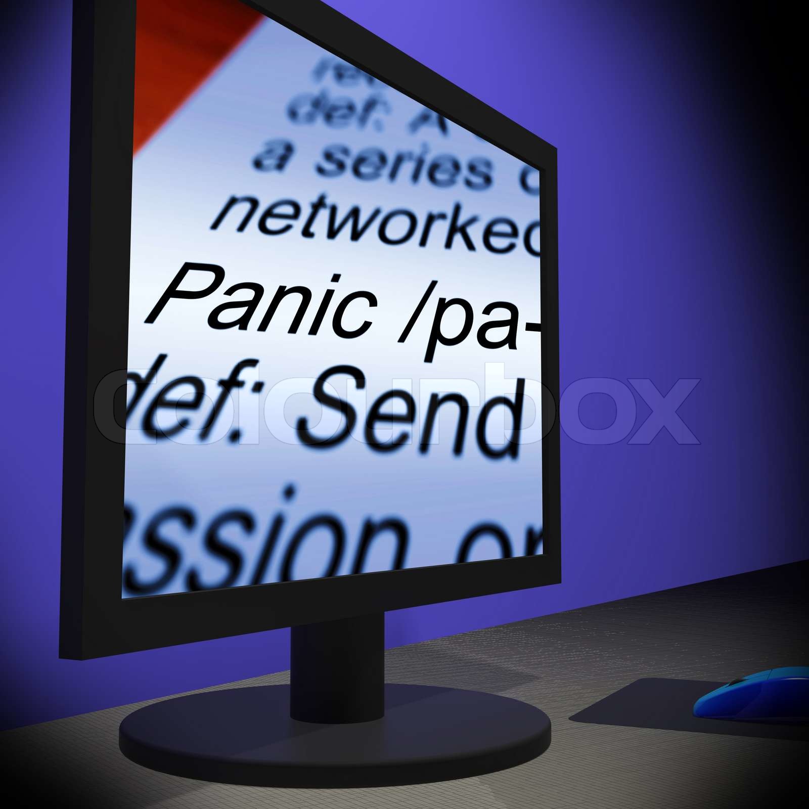 Panic On Monitor Zeigt Panik | Stock Bild | Colourbox
