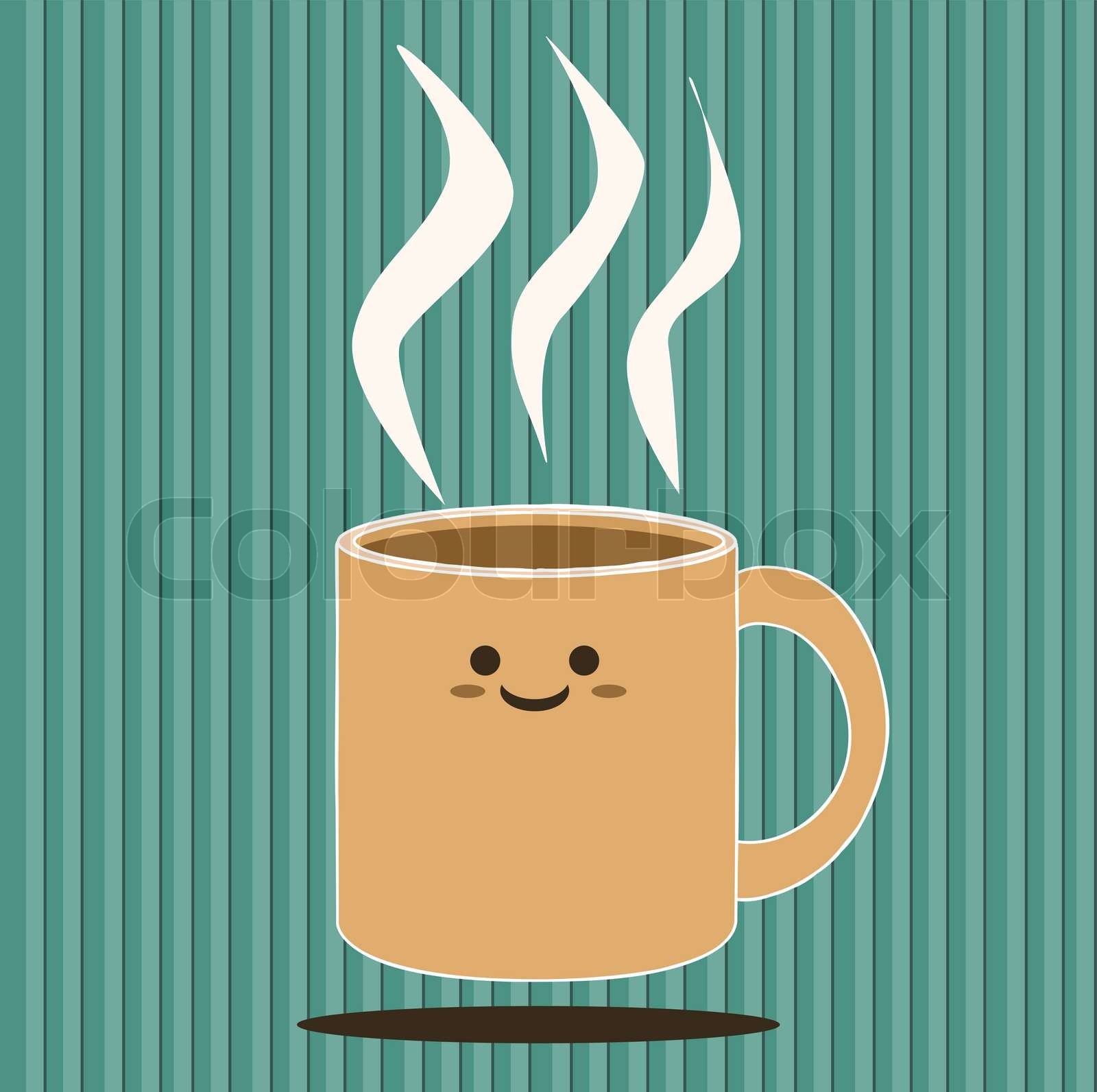 Smiling coffee cup - cute cartoon illustration | Stock vector | Colourbox