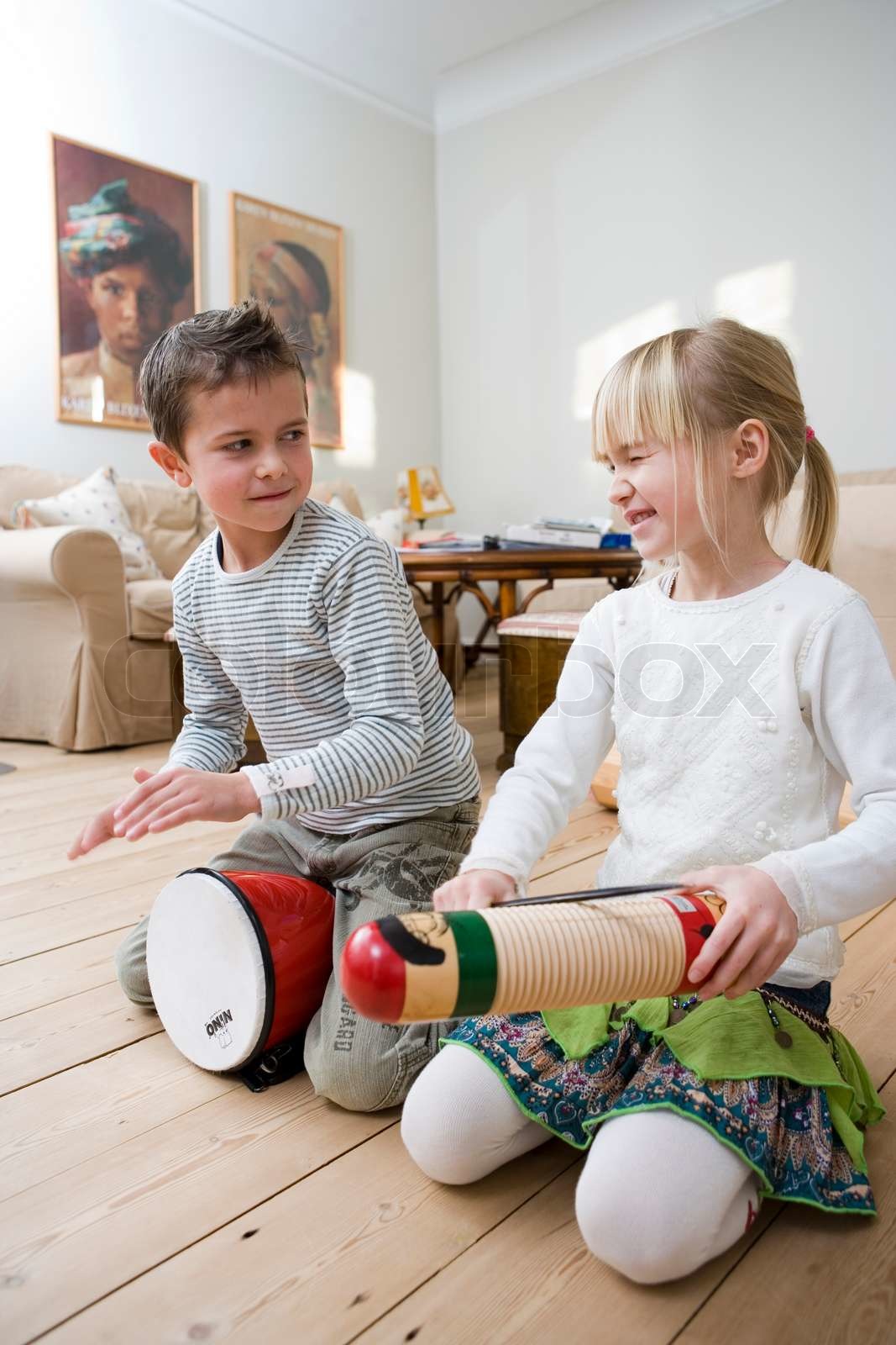 Children playing with different musical instruments | Stock image ...