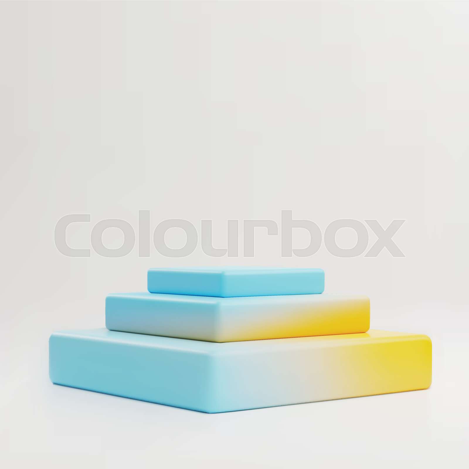 Gradient 3D podium stand, three levels square pedestal, vector ...