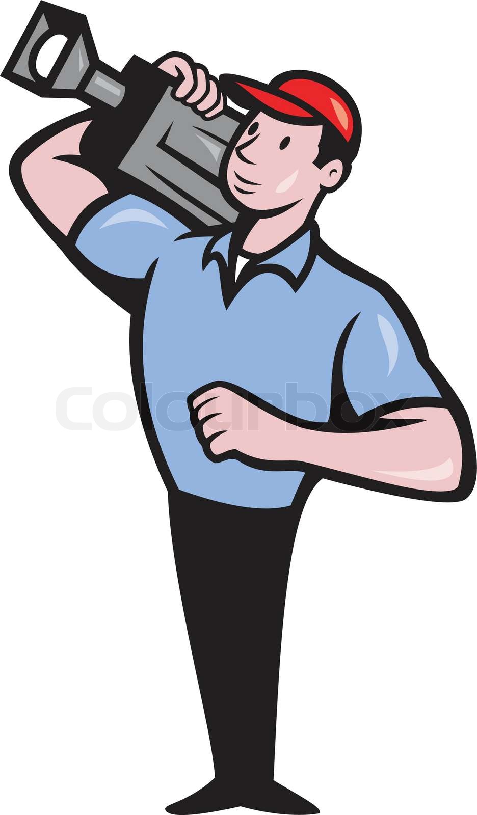 Cameraman Film Crew Carry Camera | Stock vector | Colourbox