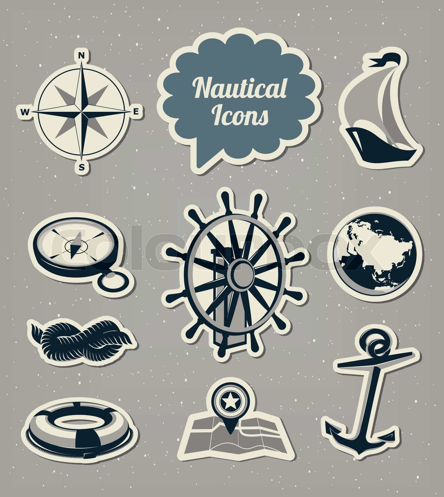 Nautical icons set | Stock vector | Colourbox