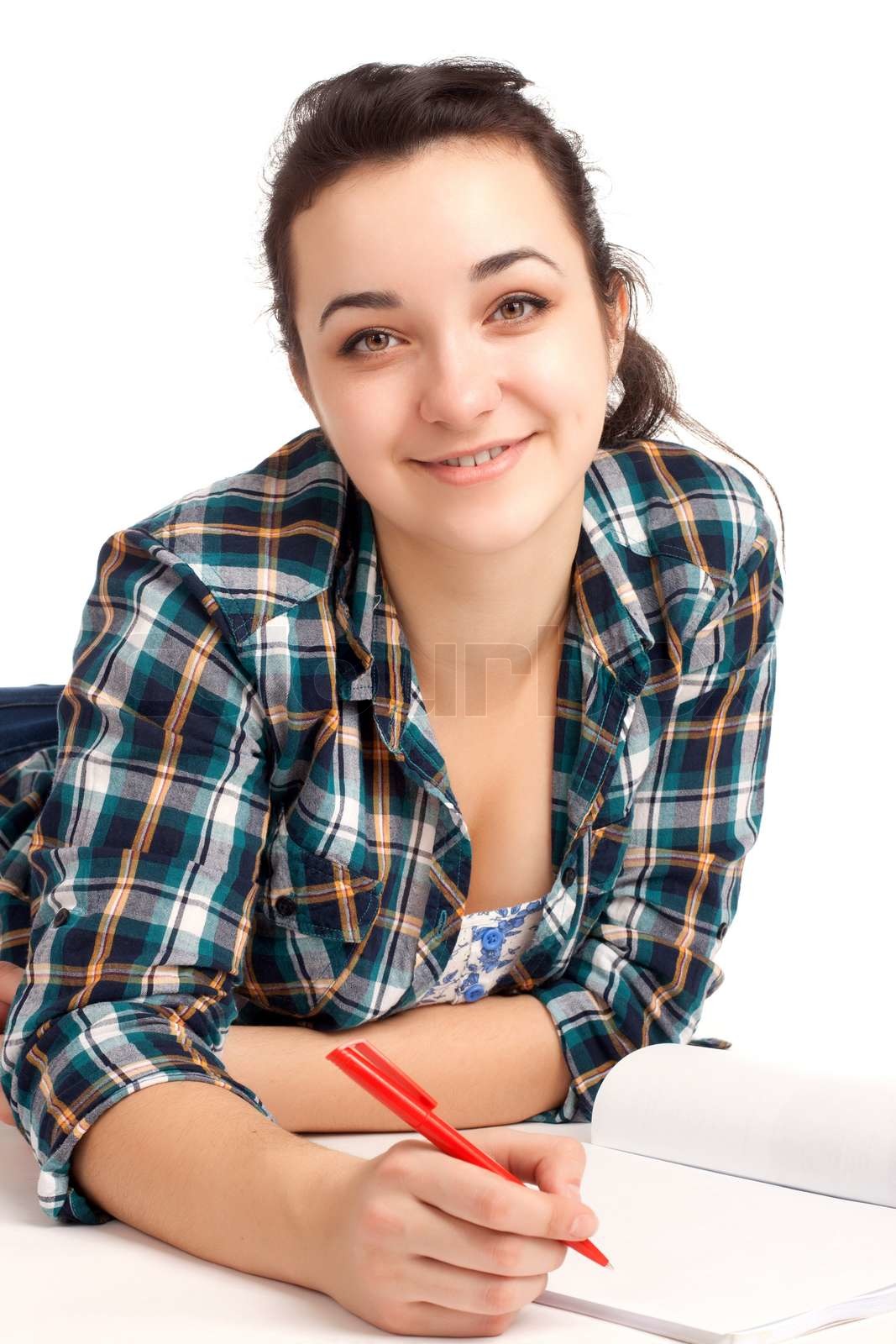 Student liggende og studere | Stock foto | Colourbox