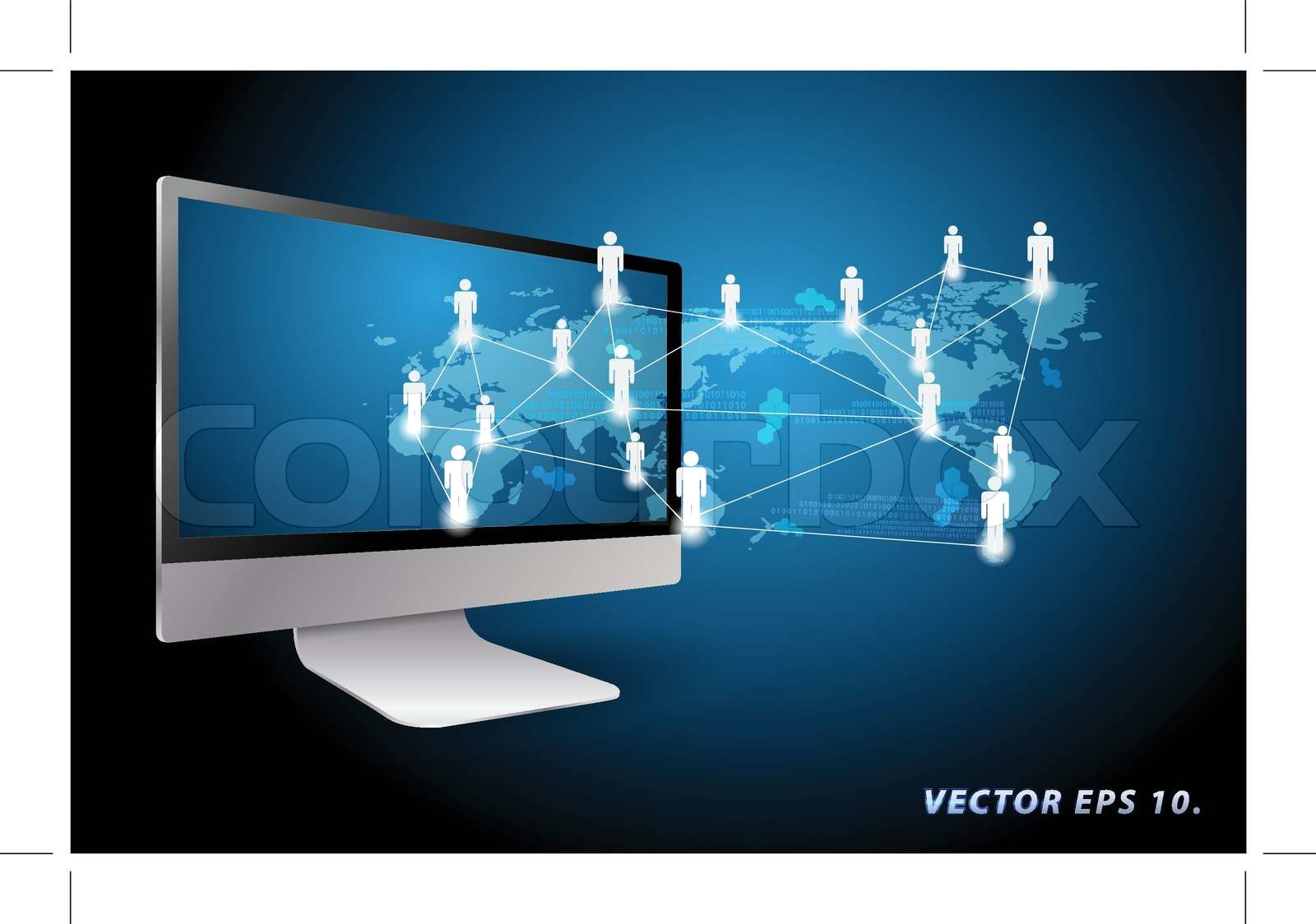 Computer network process diagram, Connection in the global social ...