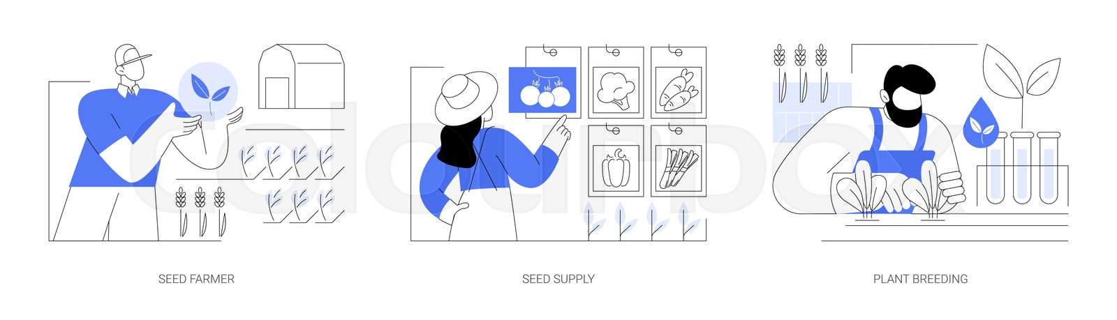 Seeds and plant breeding isolated cartoon vector illustrations se ...
