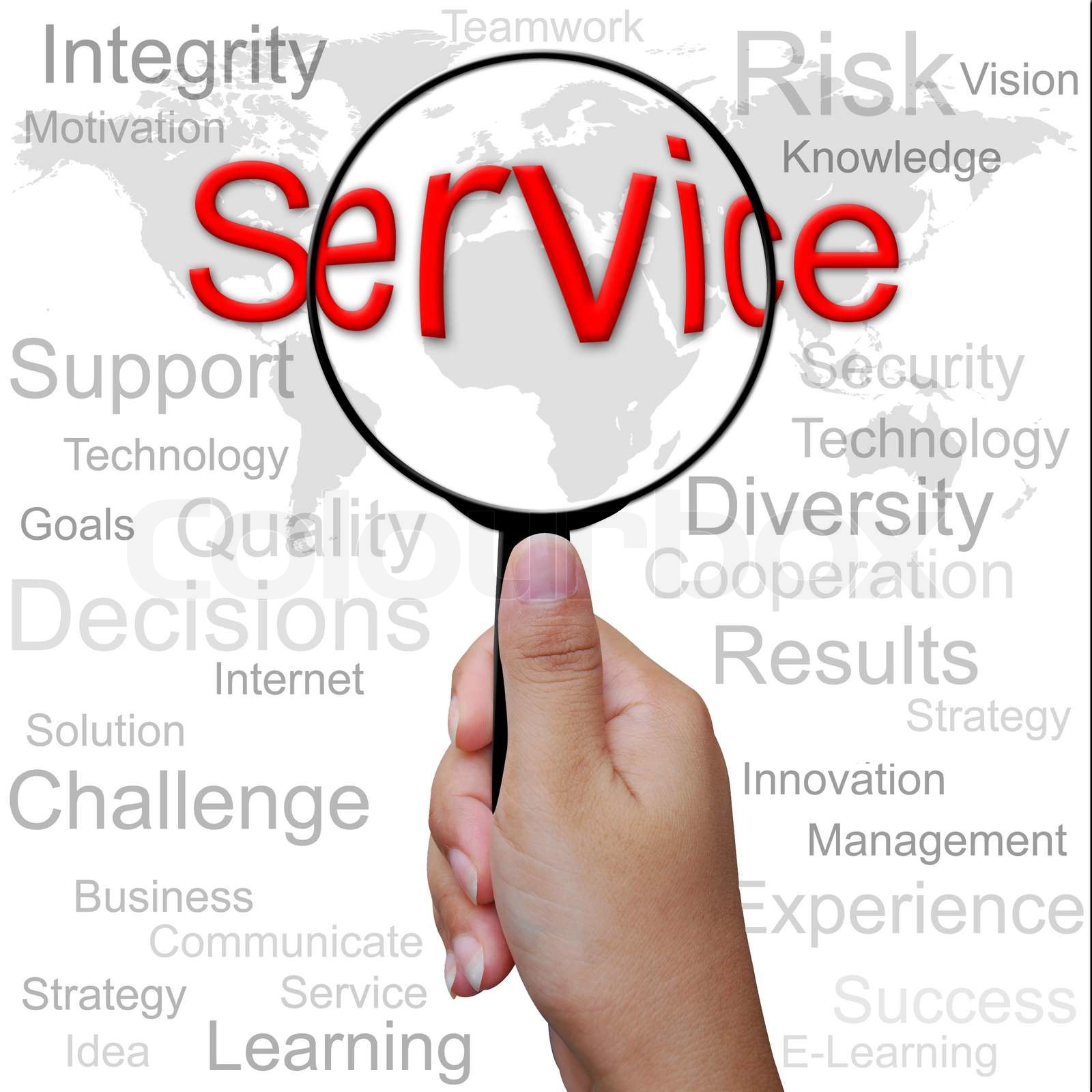 Service, Wort Lupe, Business-Hintergrund | Stock Bild | Colourbox