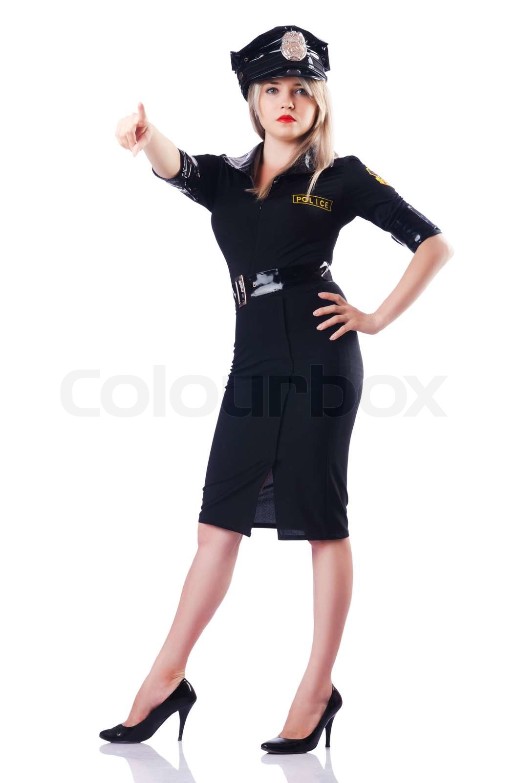Woman Polizei auf dem weißen isoliert | Stock Bild | Colourbox