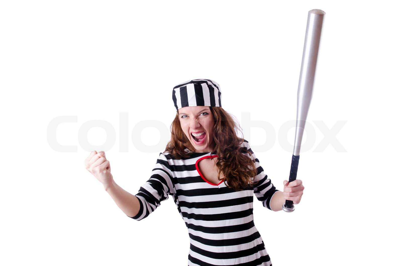 Convict criminal in striped uniform | Stock image | Colourbox