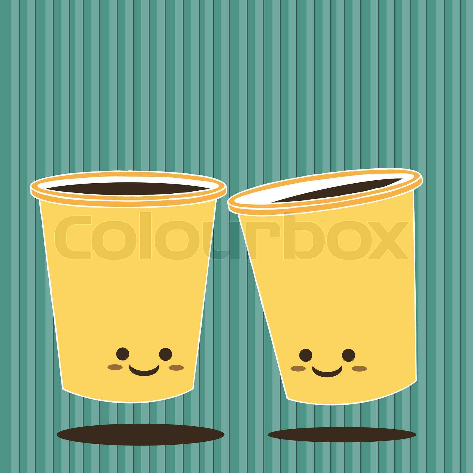 Cartoon Smiling en kop kaffe | Stock vektor | Colourbox