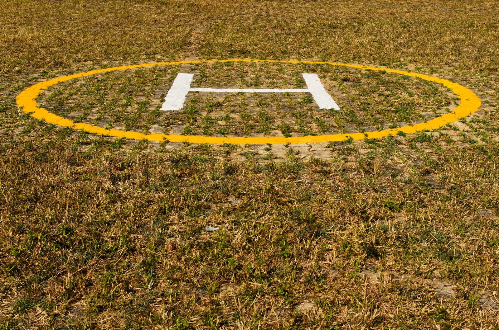 Helicopter landing pad on grass | Stock image | Colourbox