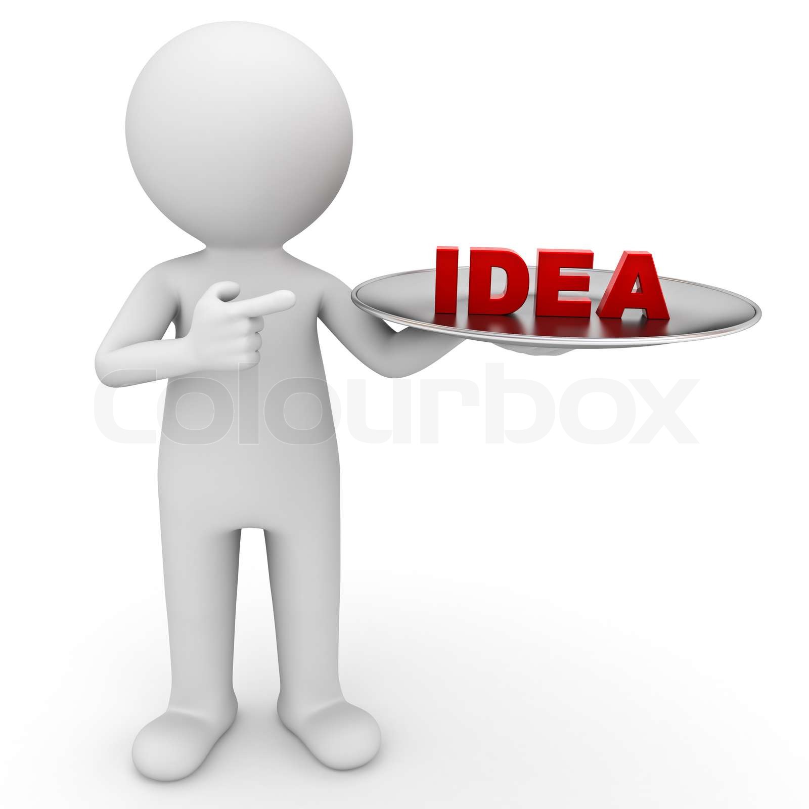 3d man showing word idea on tray | Stock image | Colourbox