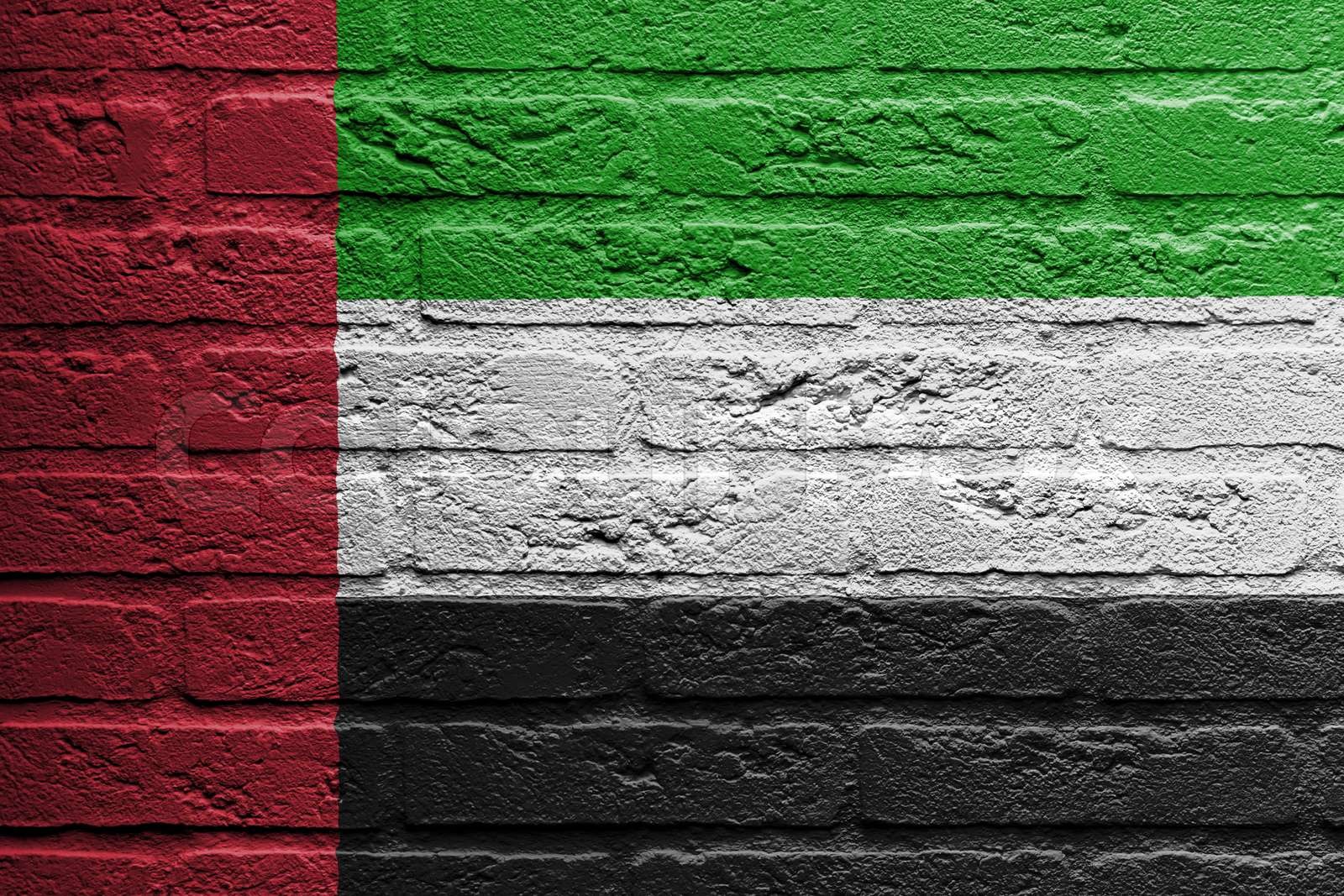 Brick wall with a painting of a flag, The United Arab Emirates | Stock ...