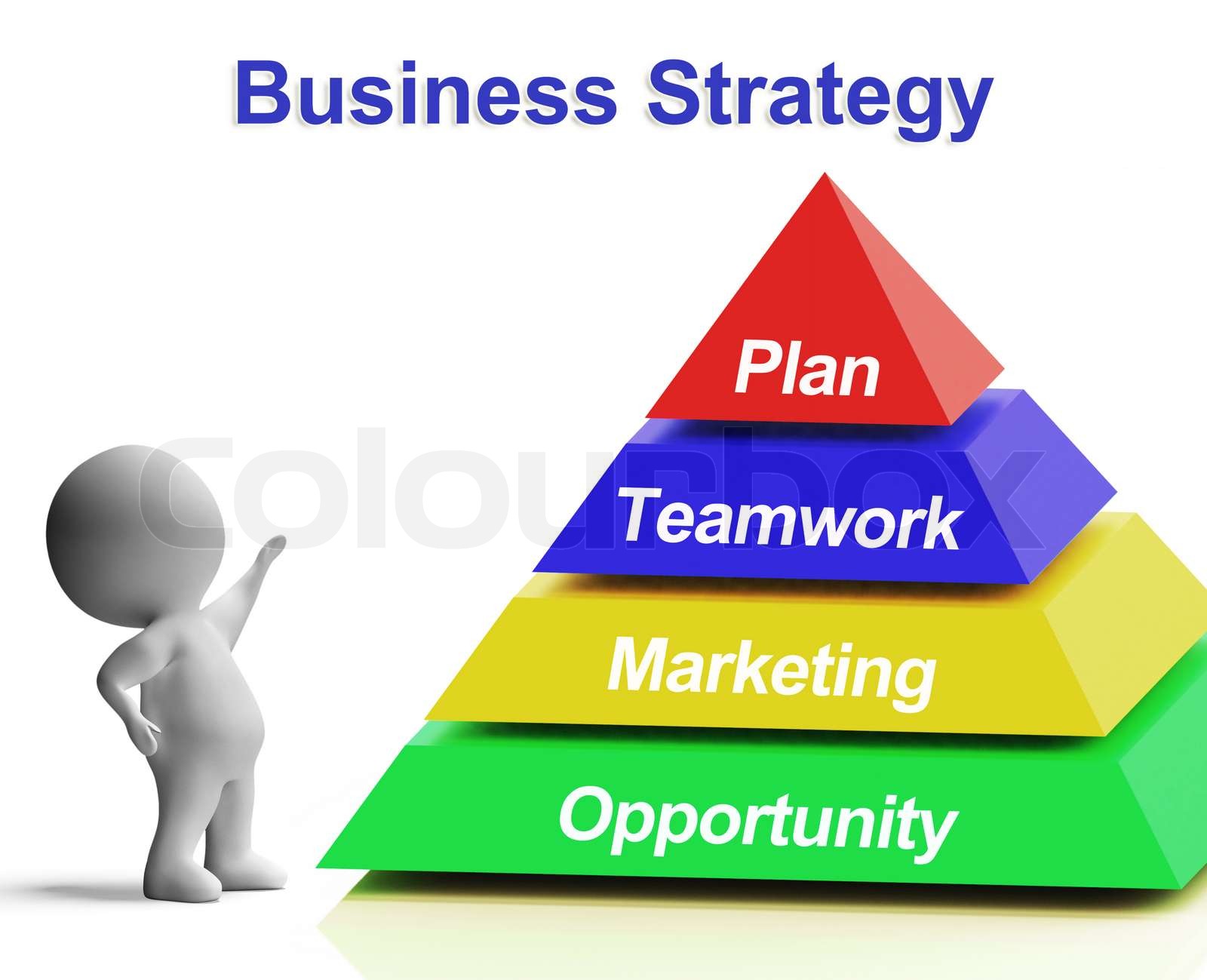 Business Strategy Pyramide zeigt Teamwork Marketing- und Plan | Stock ...