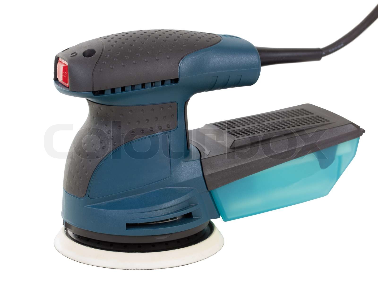 Electric sandpaper tool for home handyman use, isolated over white ...