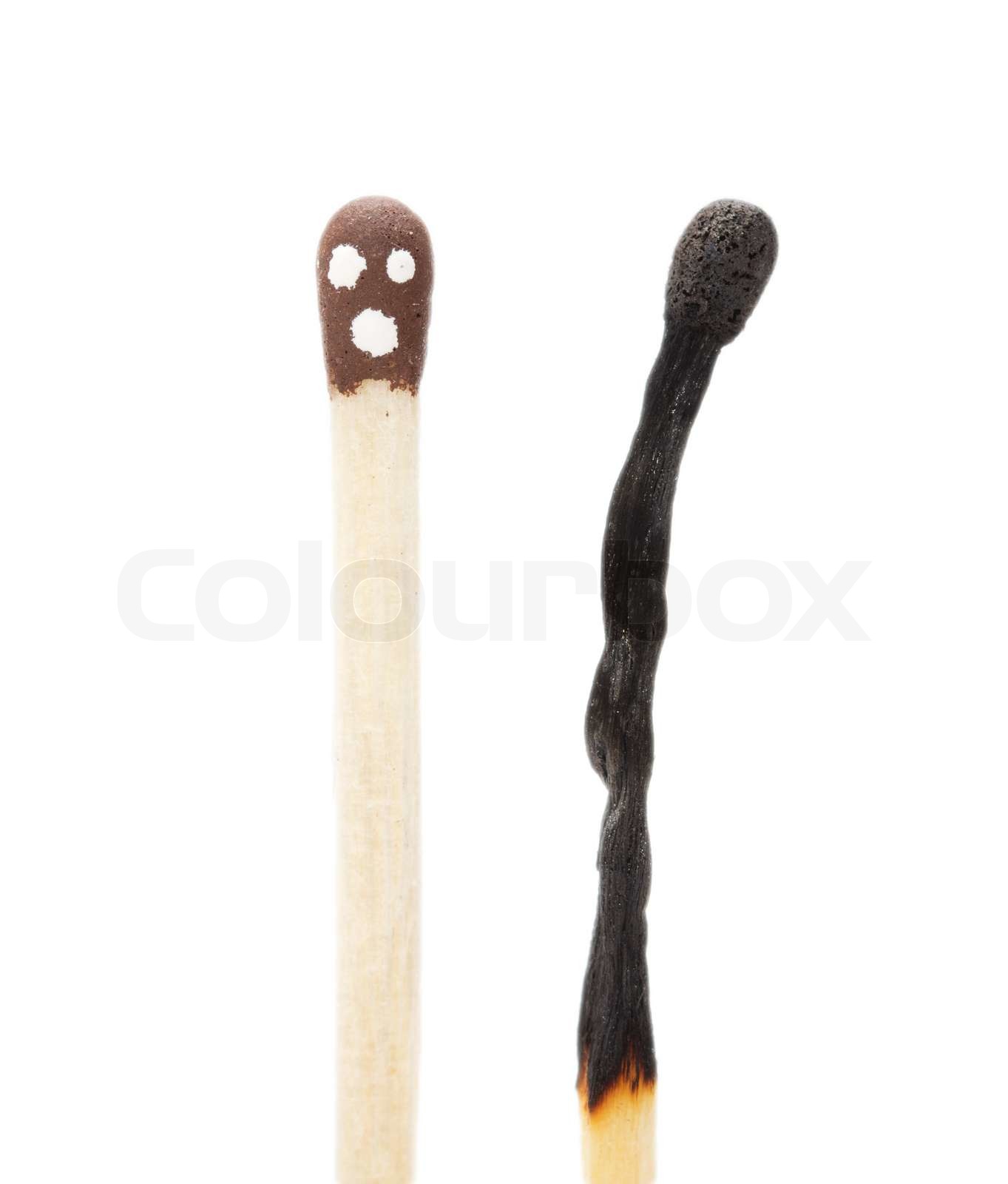 Burned match and the whole match in shock | Stock image | Colourbox