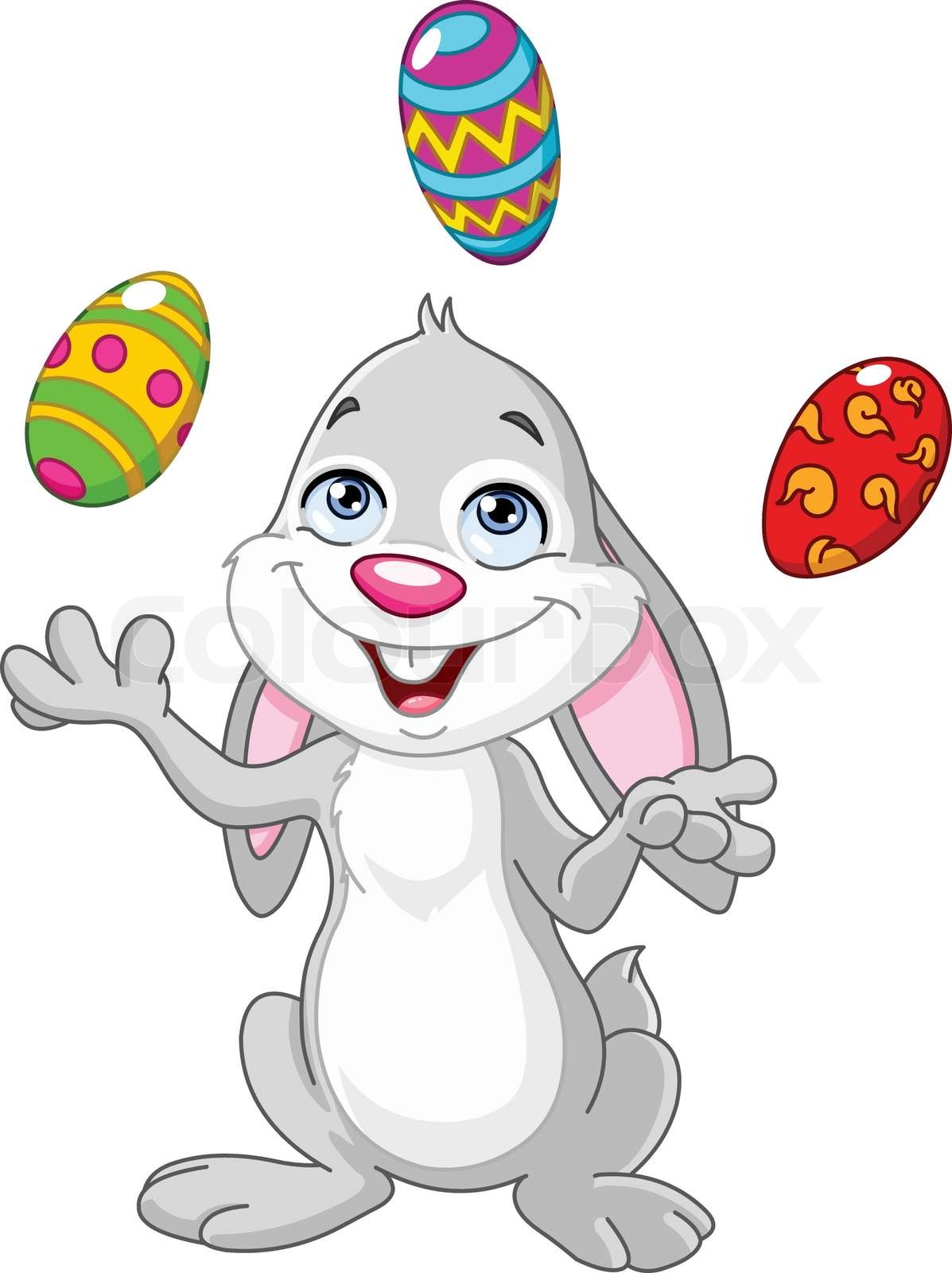 bunny juggling easter eggs | Stock vector | Colourbox