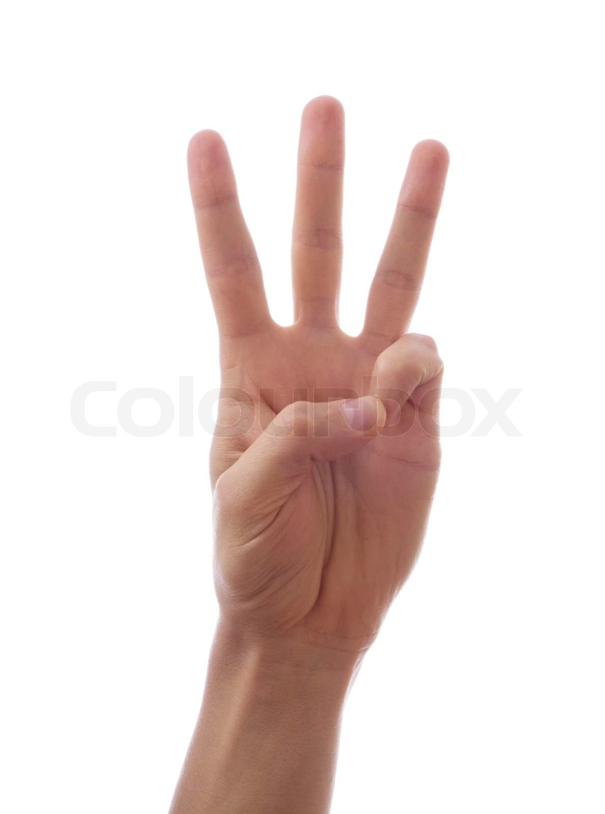 Three fingers raised up | Stock image | Colourbox