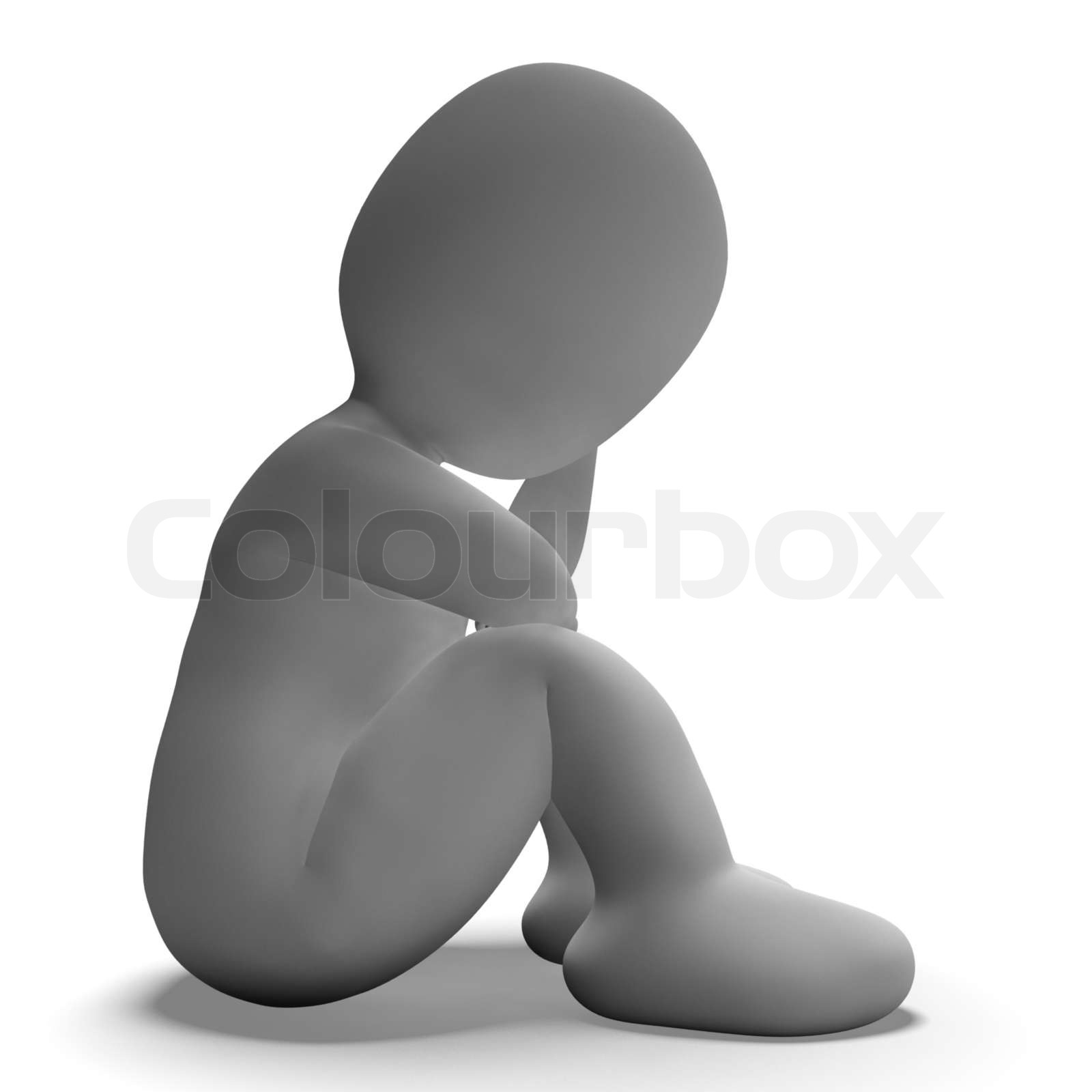 Sad And Unhappy 3d Character Showing Stress | Stock image | Colourbox