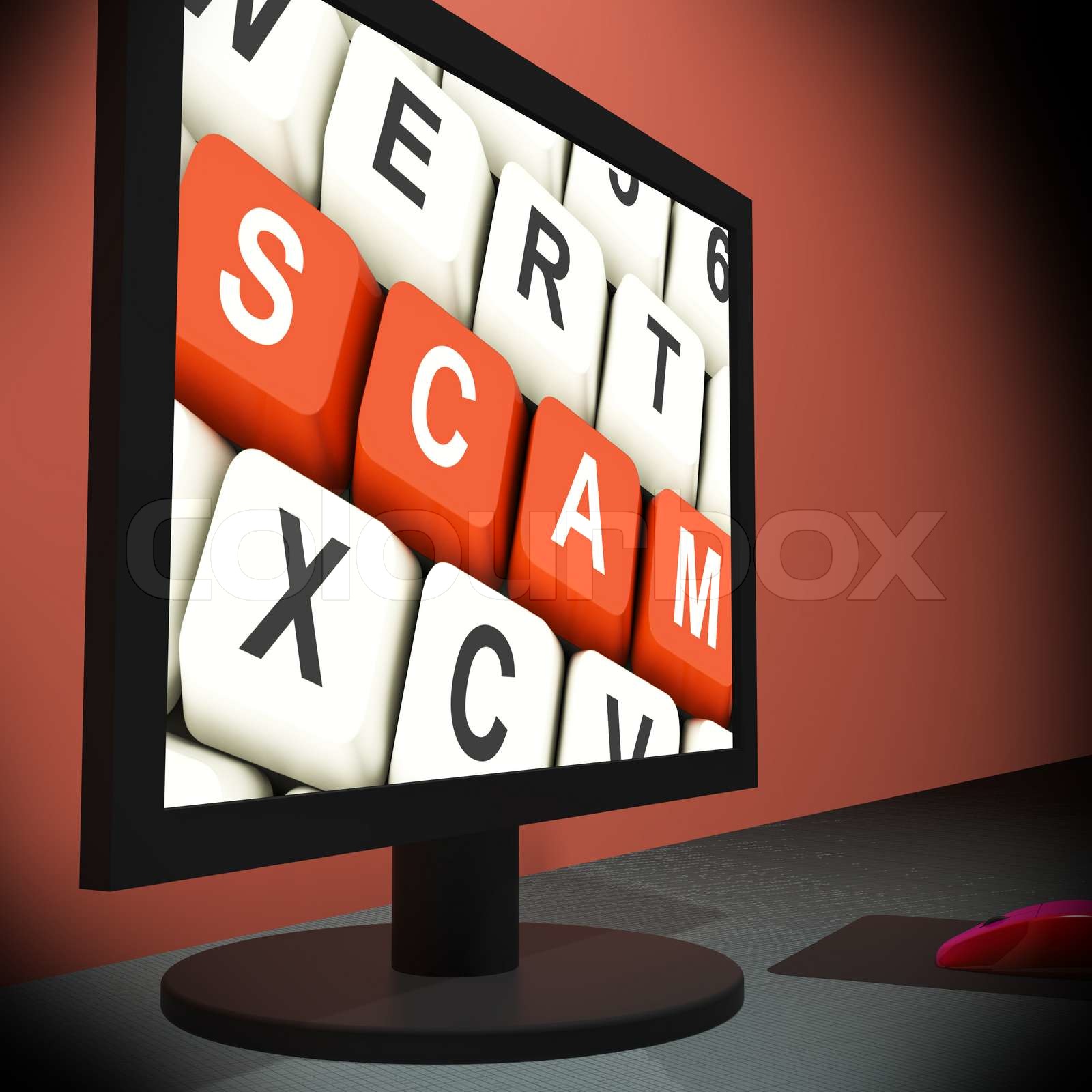Scam auf dem Monitor zeigt Schemes | Stock Bild | Colourbox