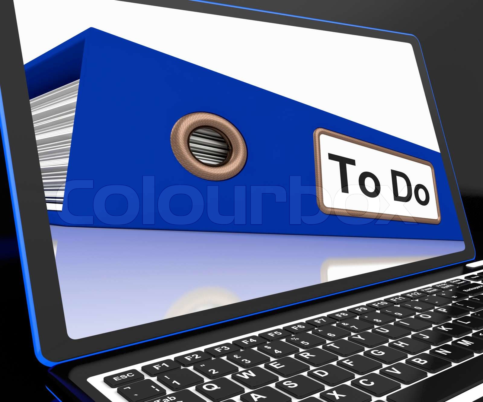 To Do File On Laptop Shows Tasks List | Stock image | Colourbox