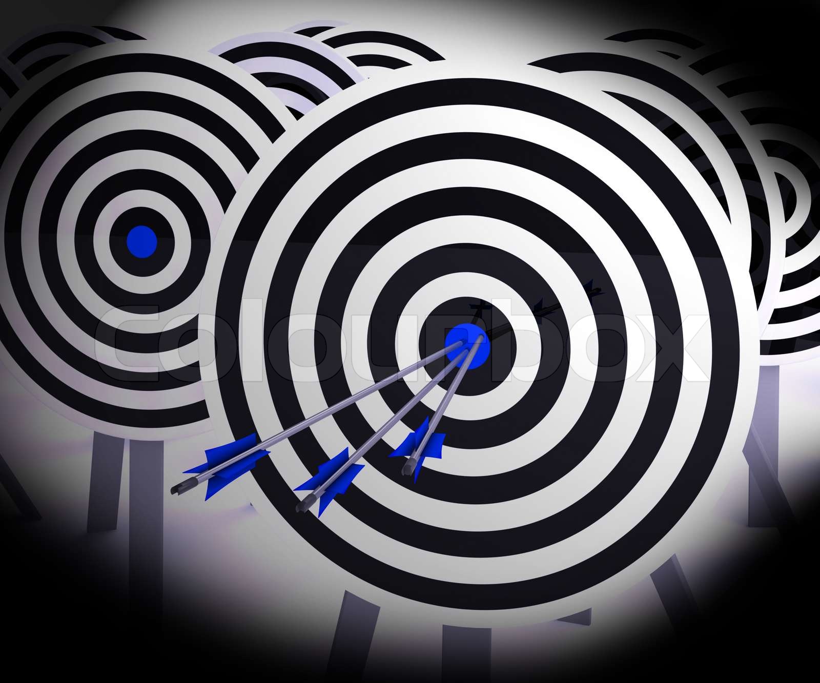 Triple Target Shows Focused Successful Aim | Stock image | Colourbox