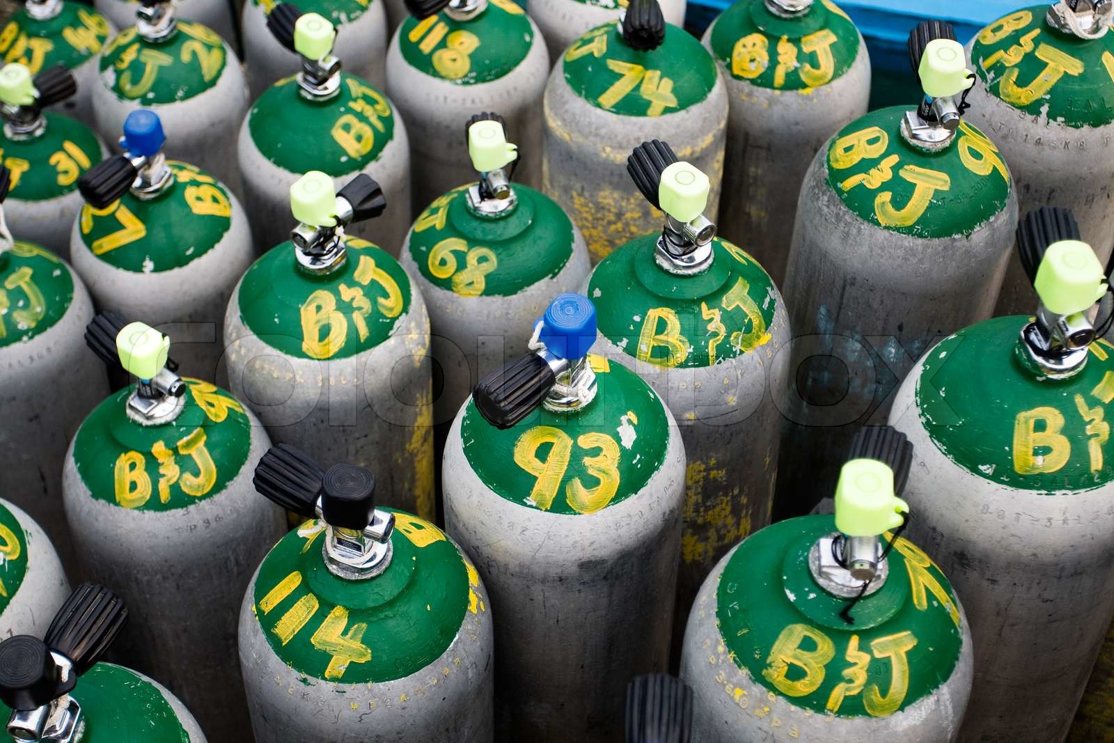 Scuba diving oxygen tanks | Stock image | Colourbox
