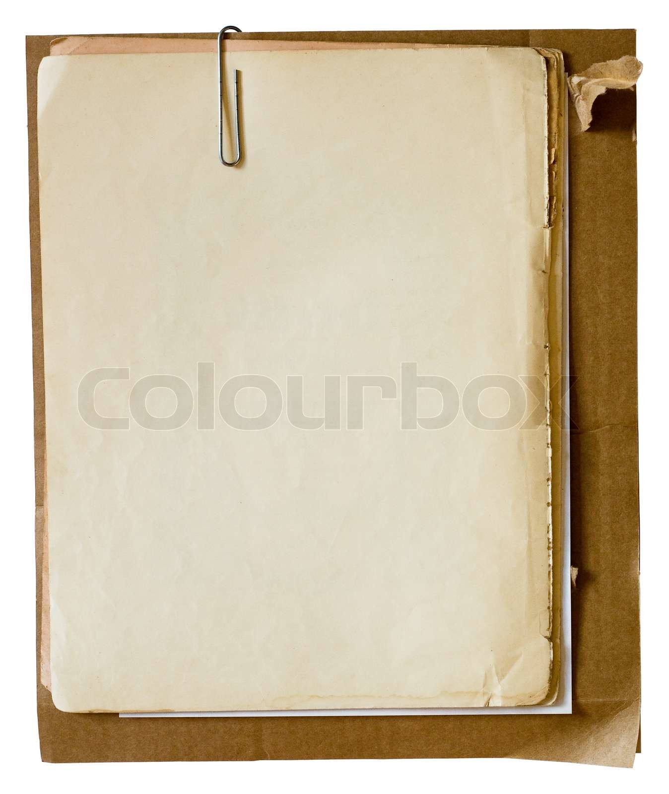 Old papers with paperclip | Stock image | Colourbox