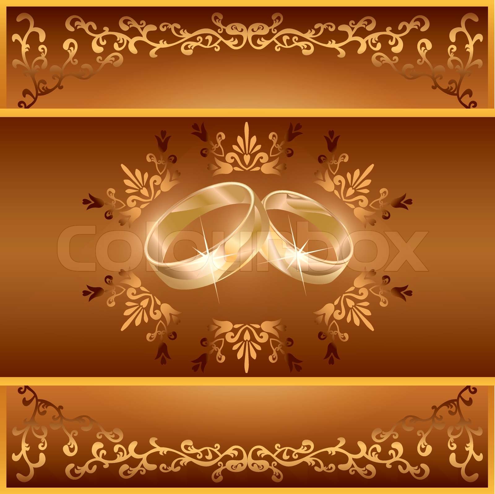 Wedding greeting or invitation card with rings | Stock vector | Colourbox