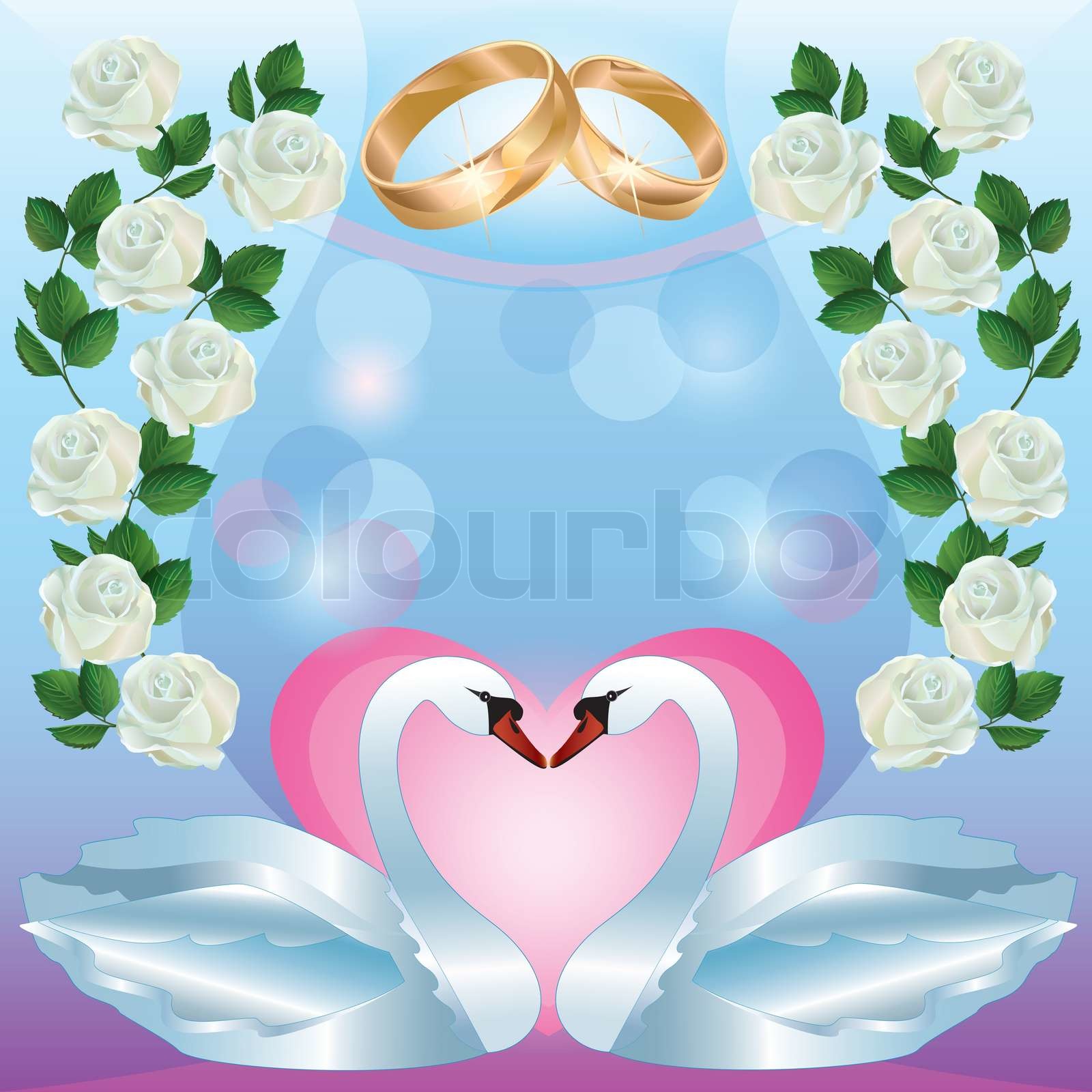 Wedding greeting or invitation card with swans | Stock vector | Colourbox
