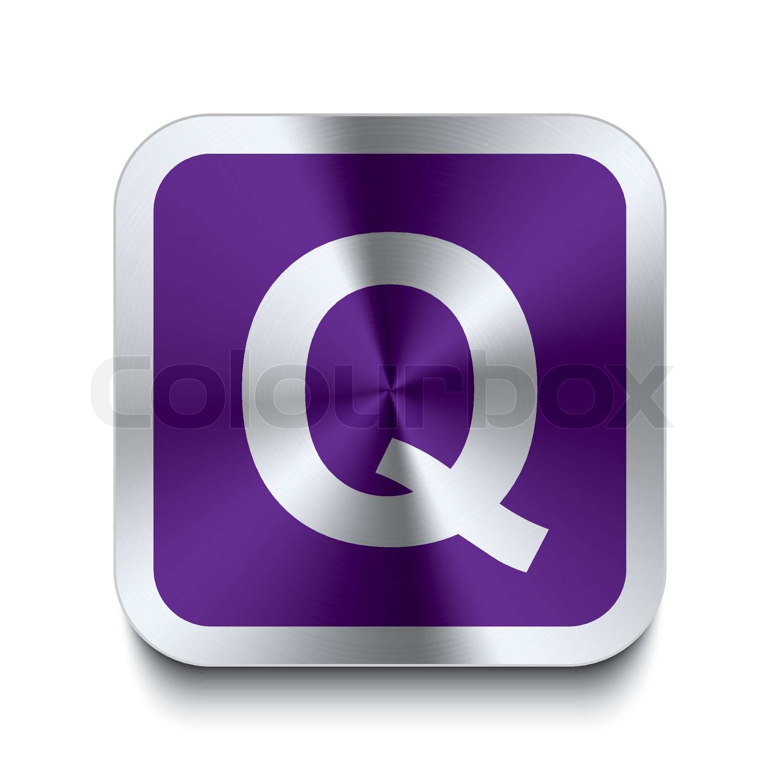 Square metal button - purple letter - q | Stock vector | Colourbox