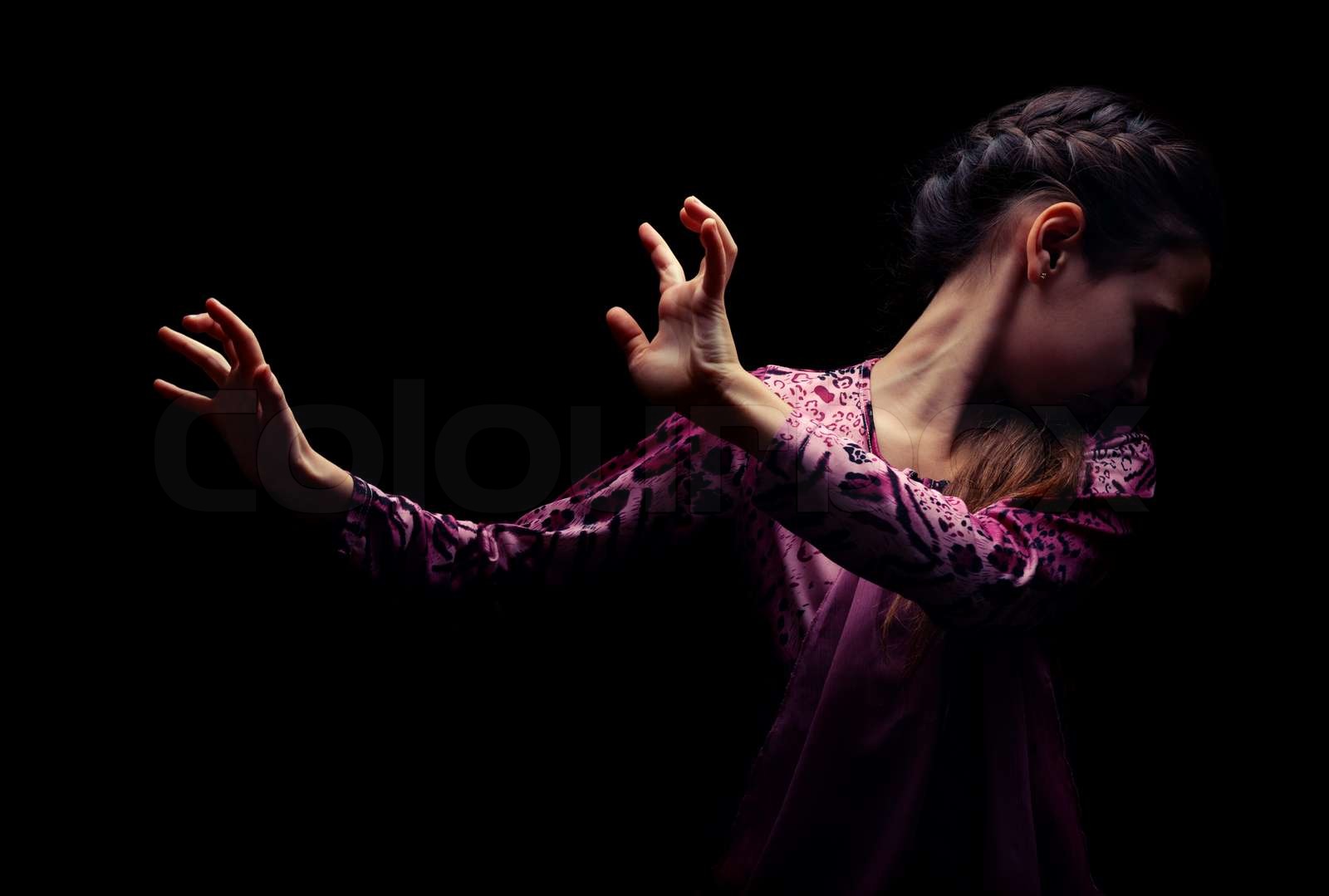 Girl scared of darkness | Stock image | Colourbox