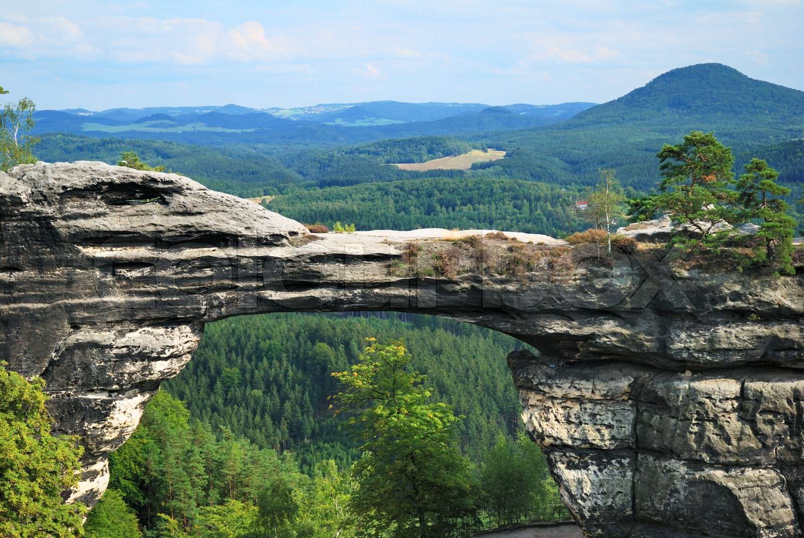 Pravcicka brana natural gate in the Czech-Saxon Switzerland | Stock ...