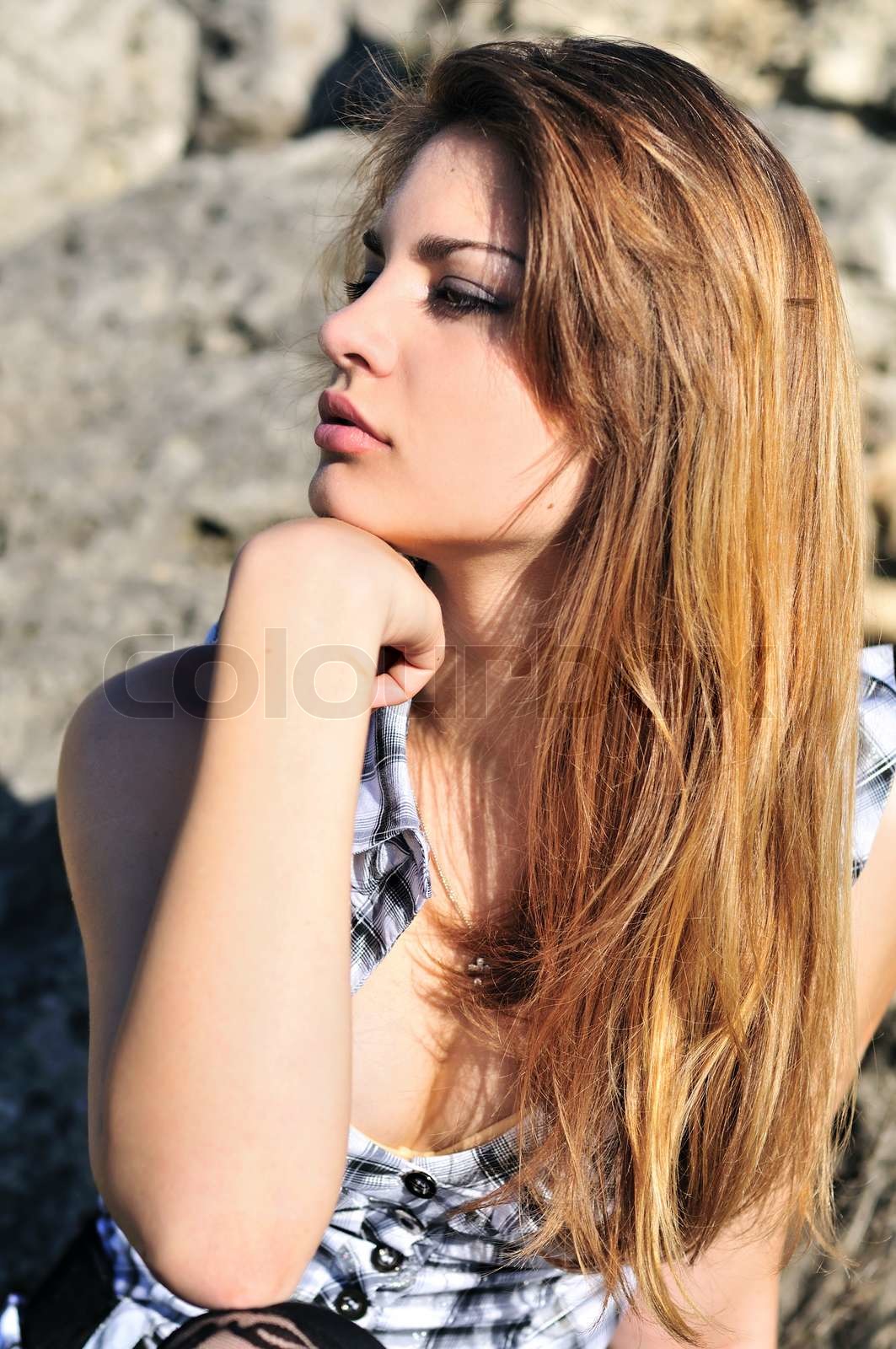 beautiful tender teen girl outdoors | Stock image | Colourbox