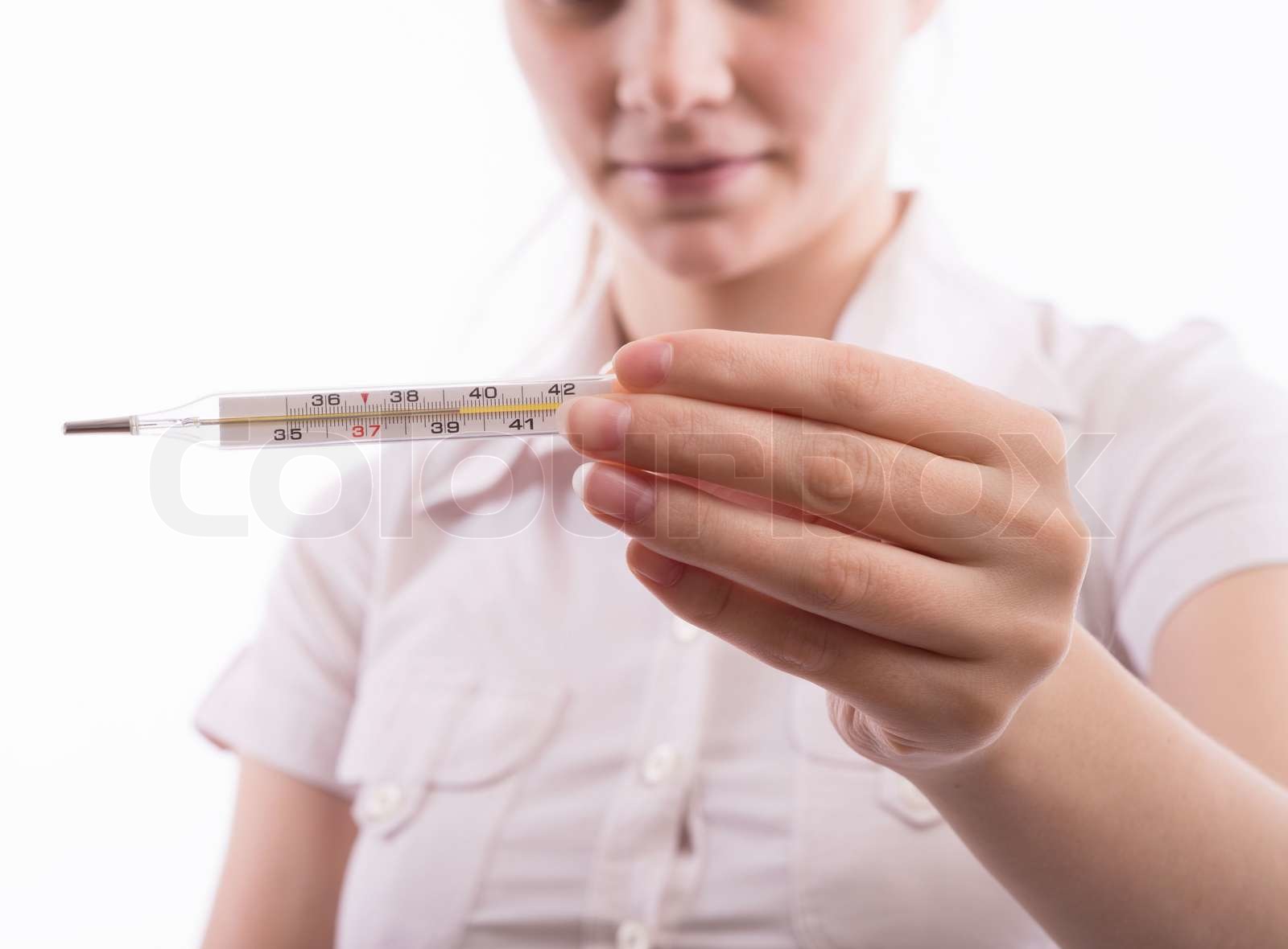 Woman with thermometer | Stock image | Colourbox