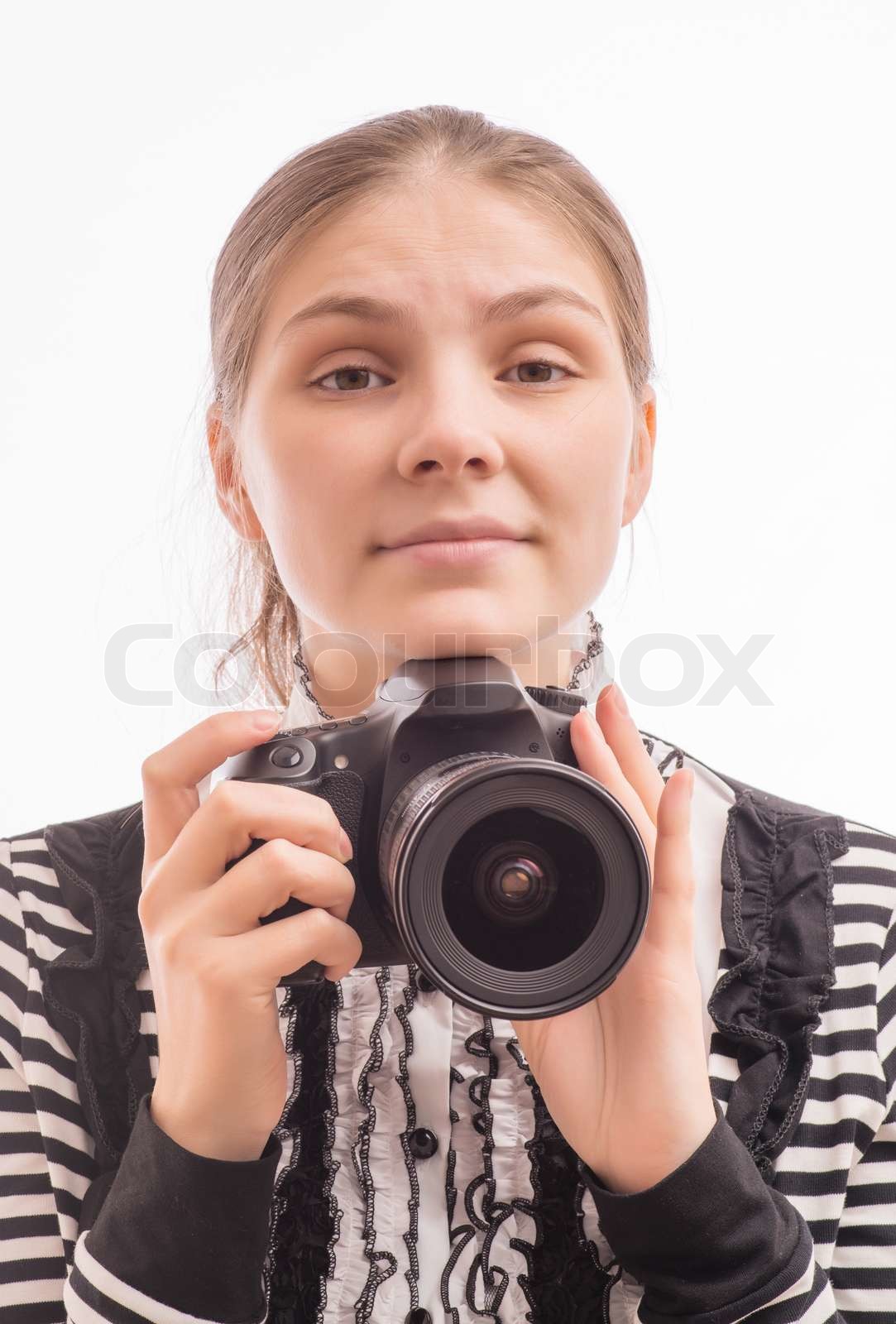 Girl with camera | Stock image | Colourbox