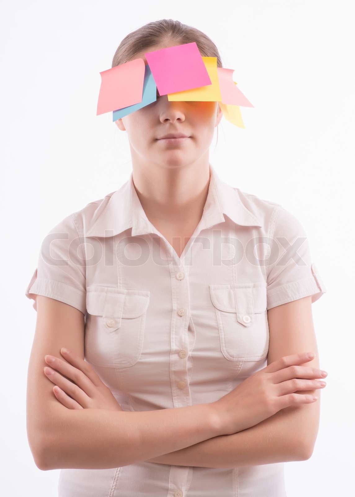 piece of paper on her forehead | Stock image | Colourbox