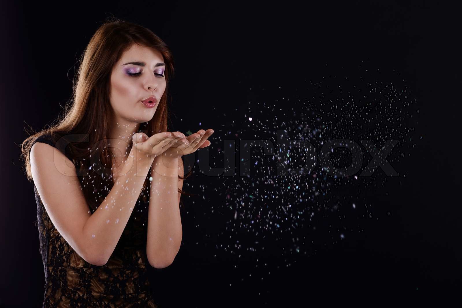 Teen Blowing Girl Stock Image Colourbox