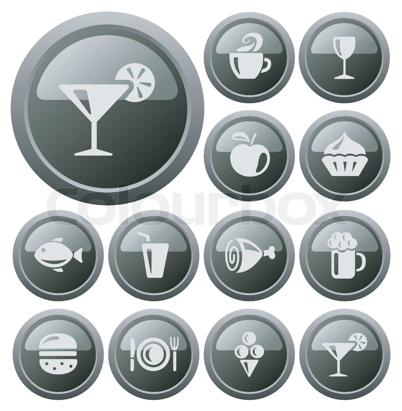 Food and drink buttons | Stock vector | Colourbox