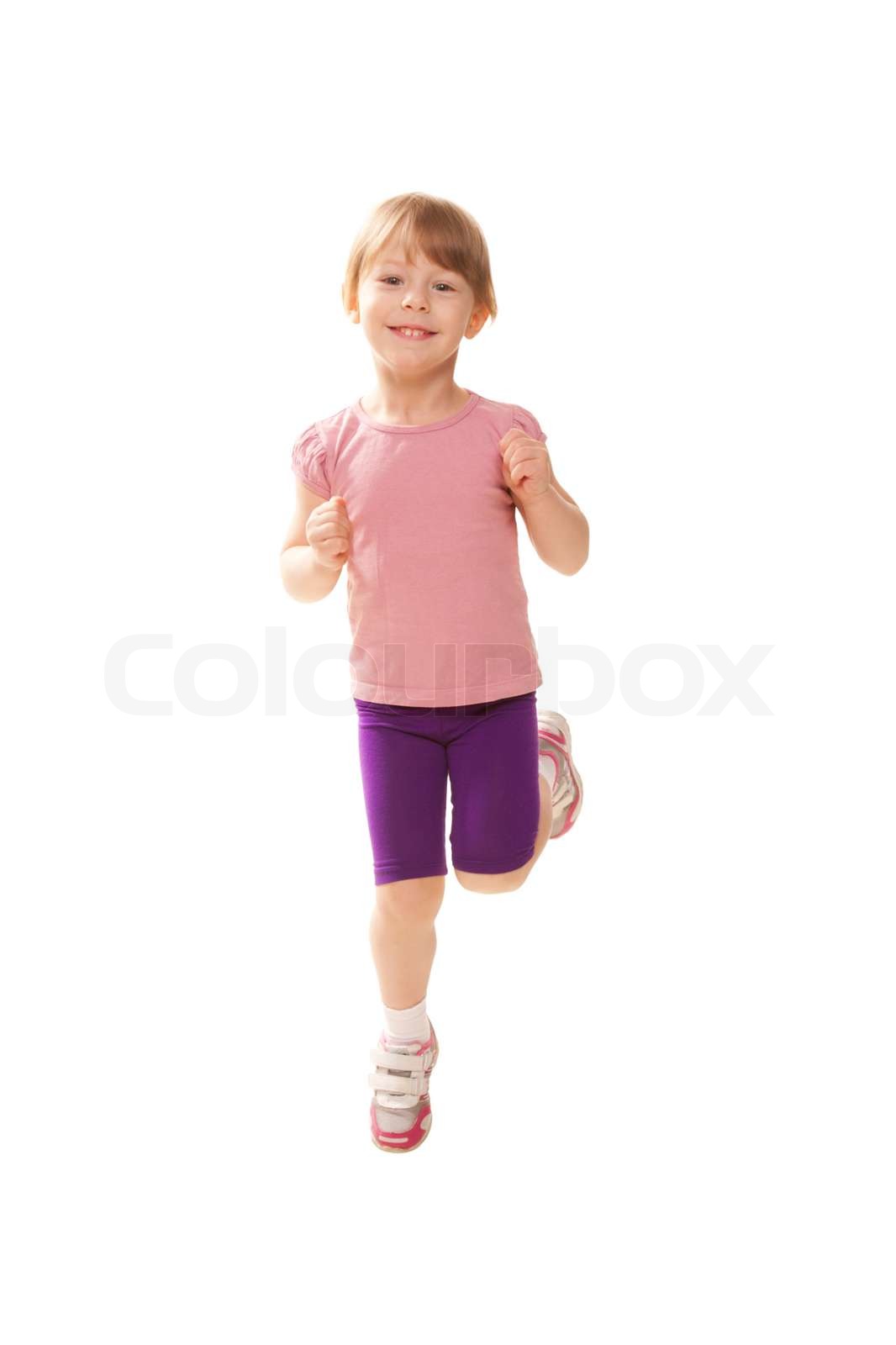 Little girl jogging, playing sports Healthy lifestyle | Stock image ...