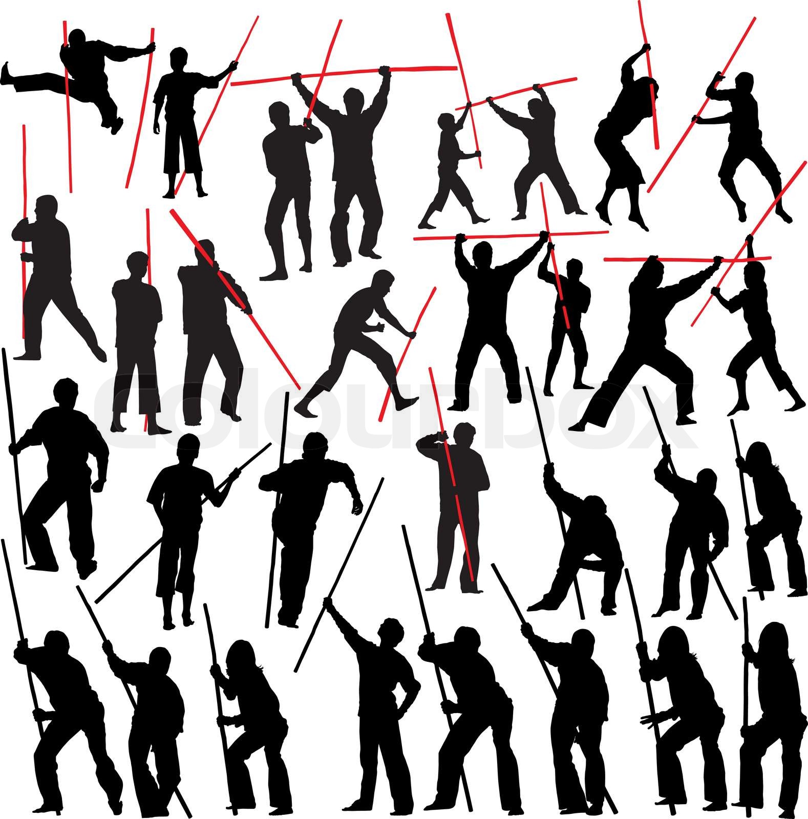Fighting with sticks | Stock vector | Colourbox