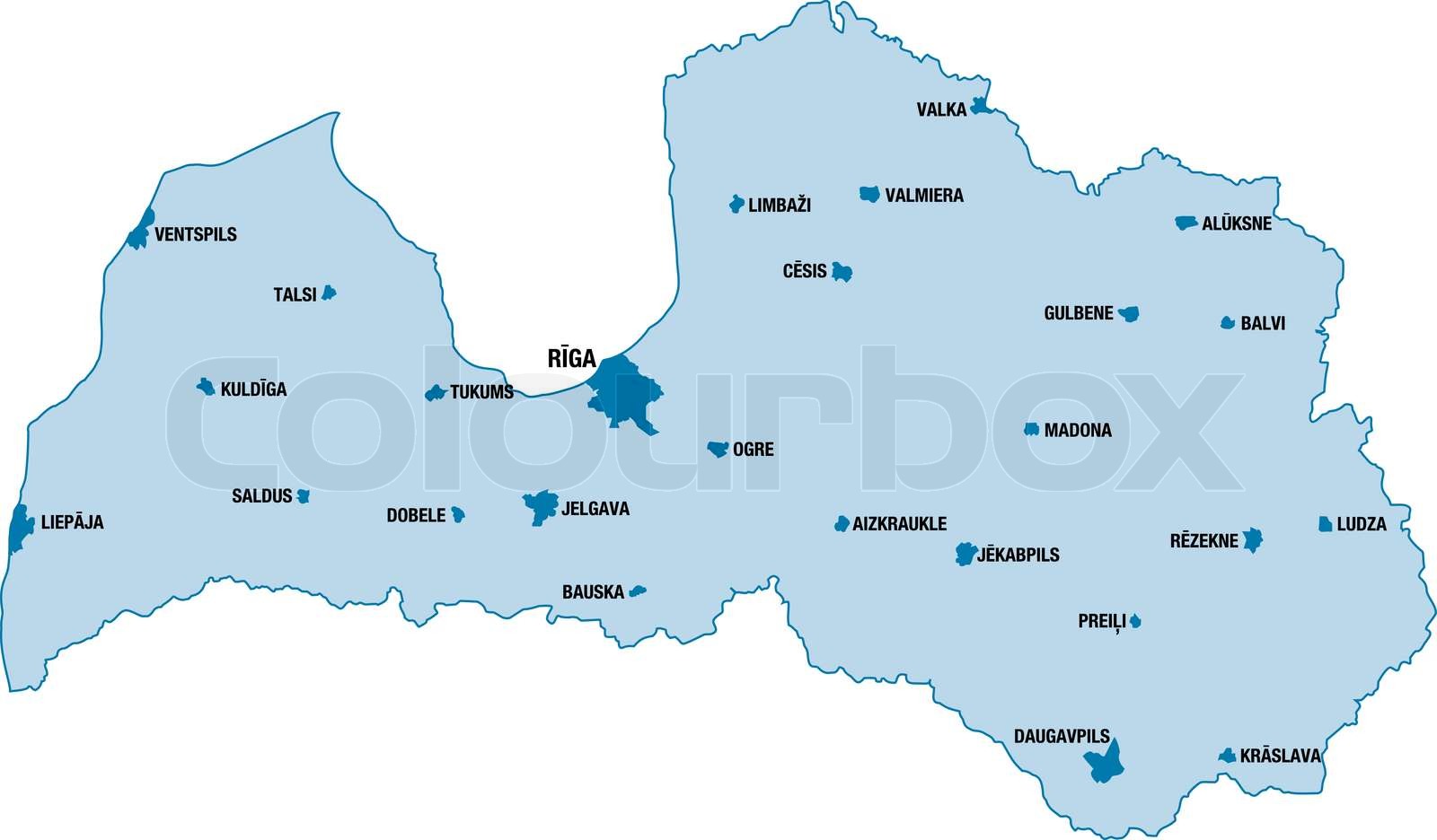 Map of Republic of Latvia | Stock vector | Colourbox