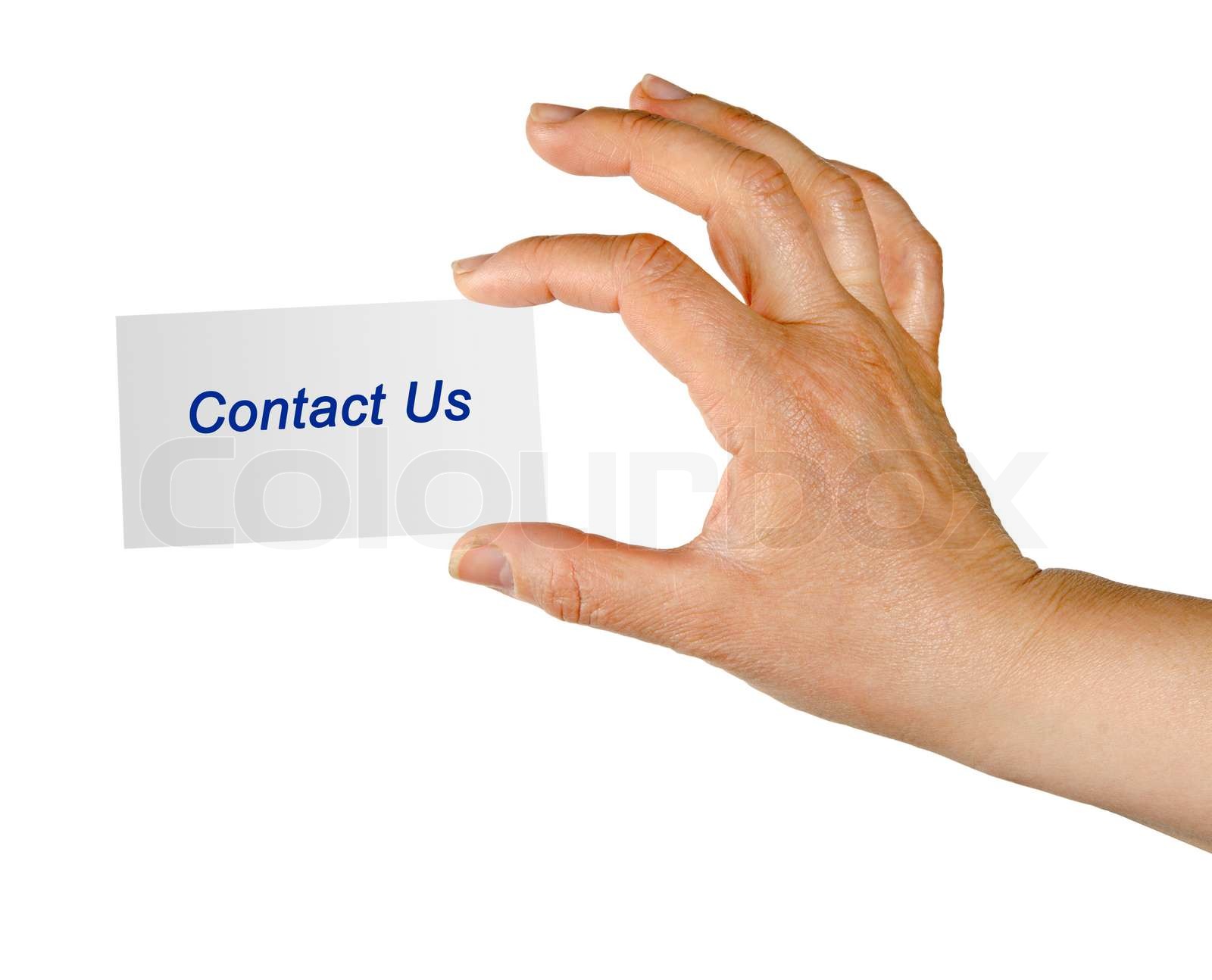 Hand with card CONTACT US | Stock image | Colourbox