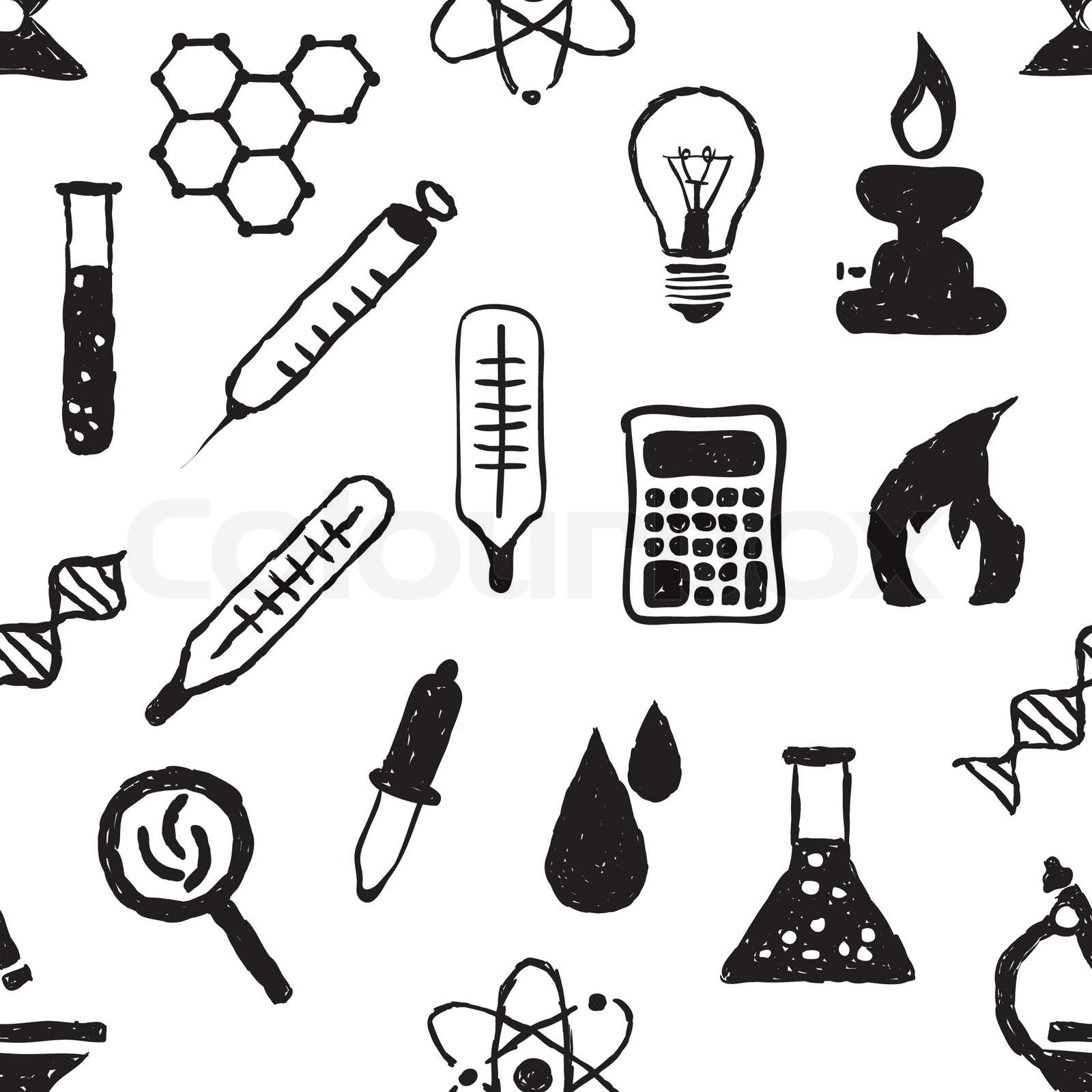 doodle seamless laboratory pattern | Stock vector | Colourbox