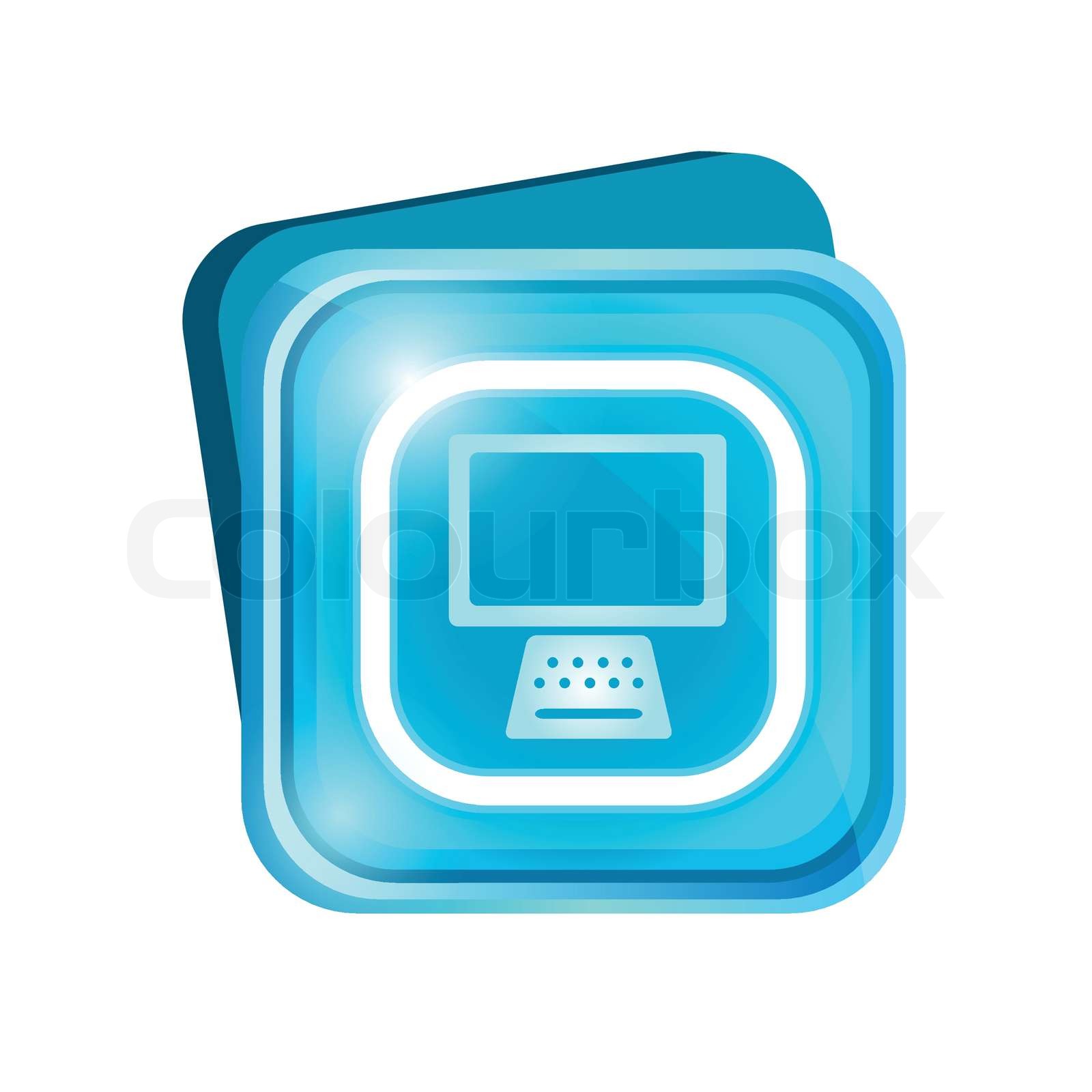 Computer button in shiny blue | Stock vector | Colourbox