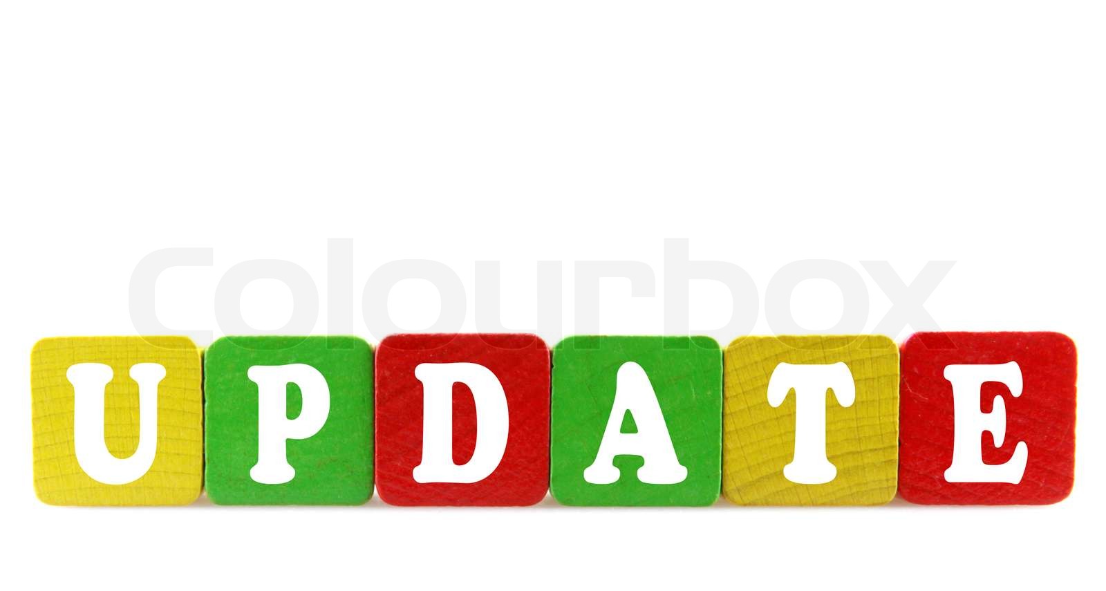 update - isolated text in wooden building blocks | Stock image | Colourbox