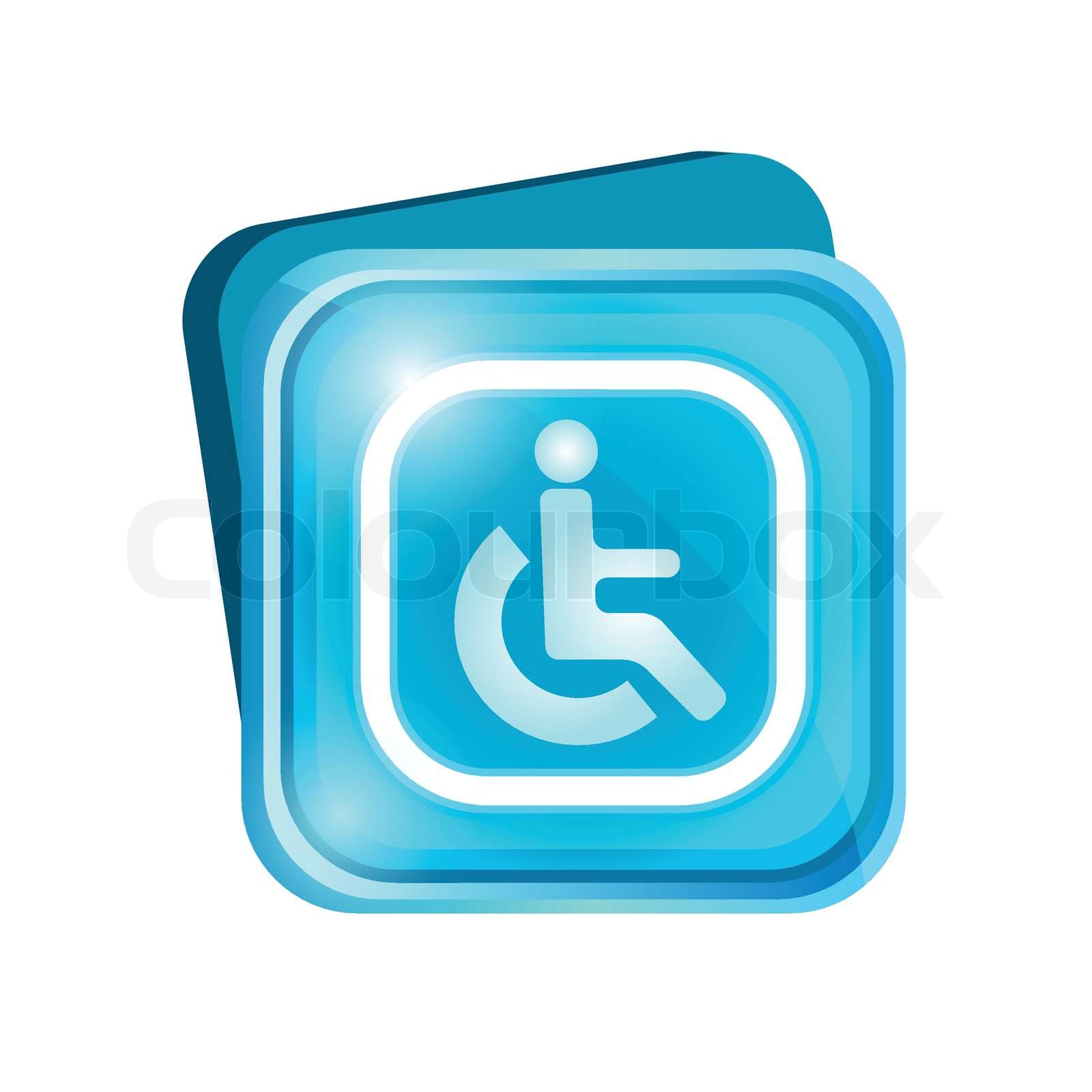 Disability sign in glossy blue | Stock vector | Colourbox