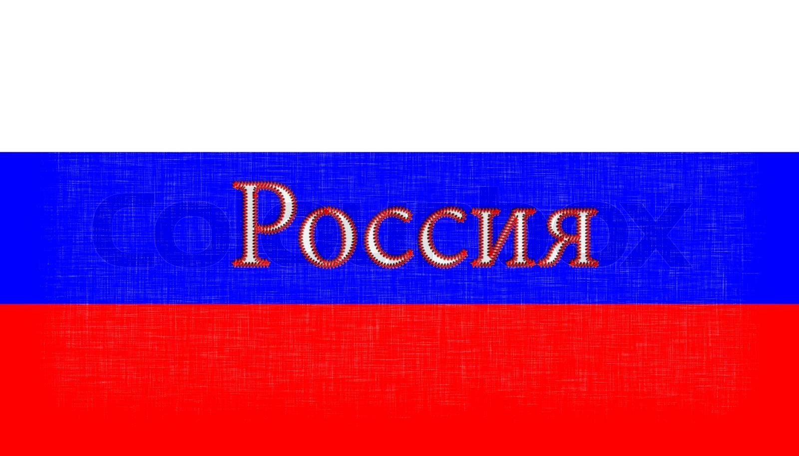 Flag of Russia stitched with letters | Stock image | Colourbox