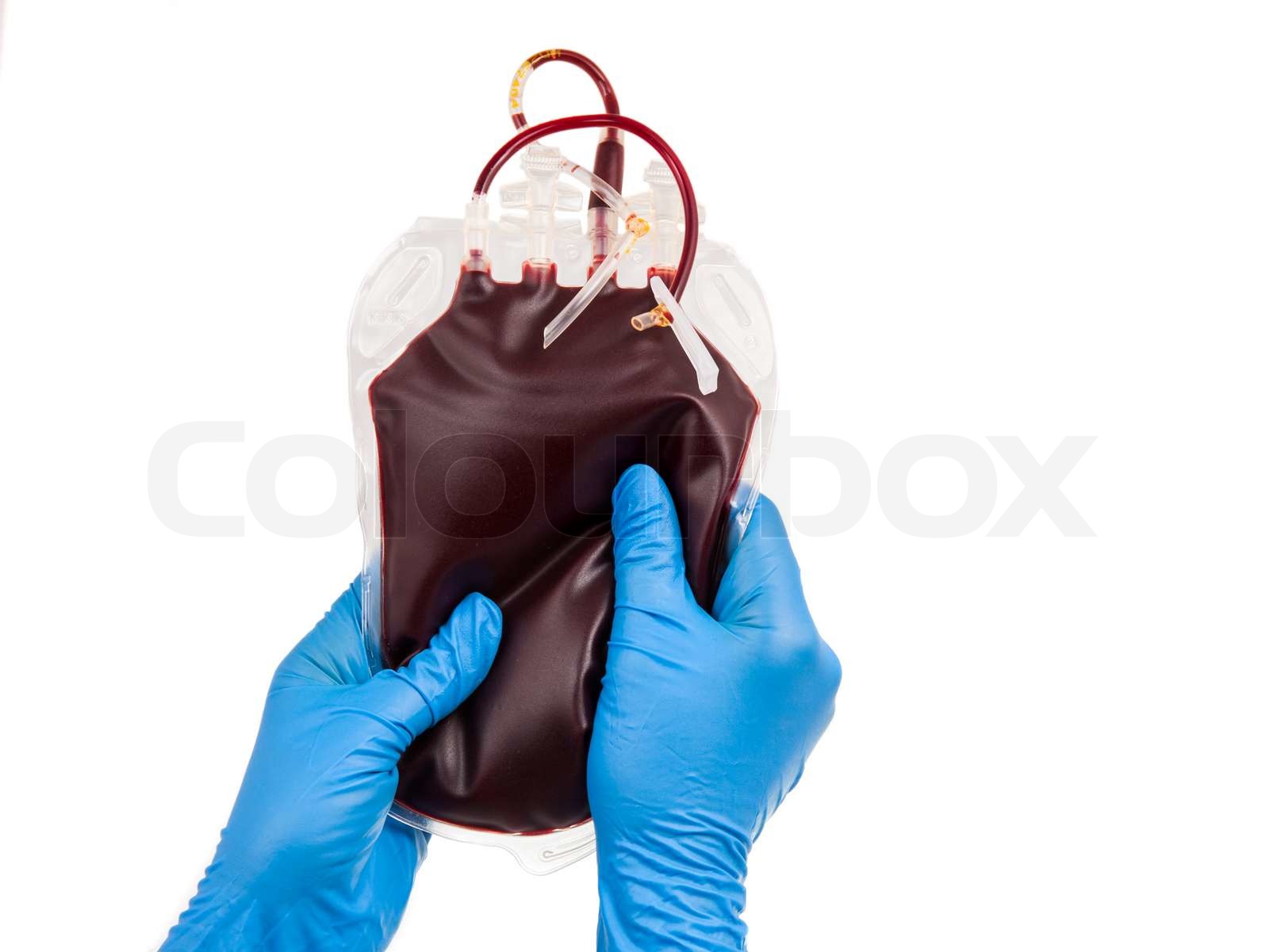 bag of blood in the hands of a nurse | Stock image | Colourbox